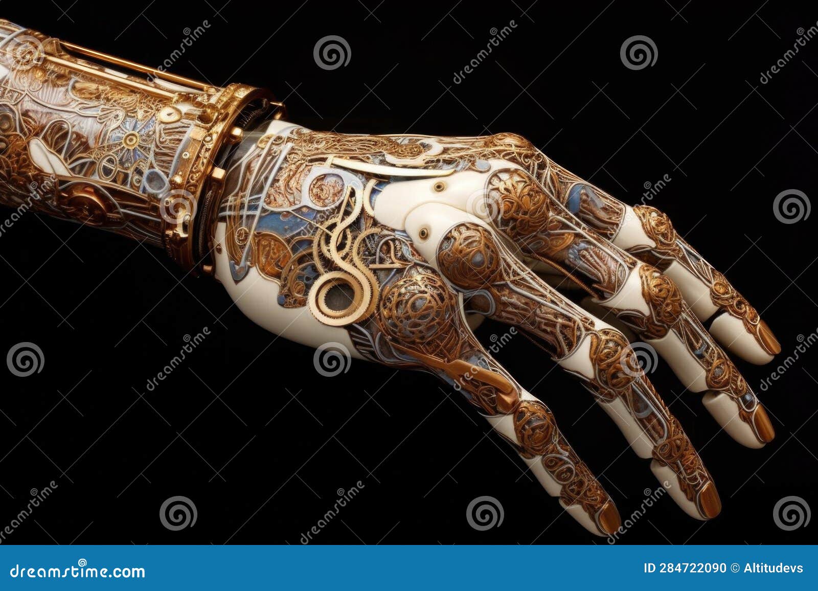 Bionic Hand Painting a Detailed Work of Art Stock Photo - Image of ...
