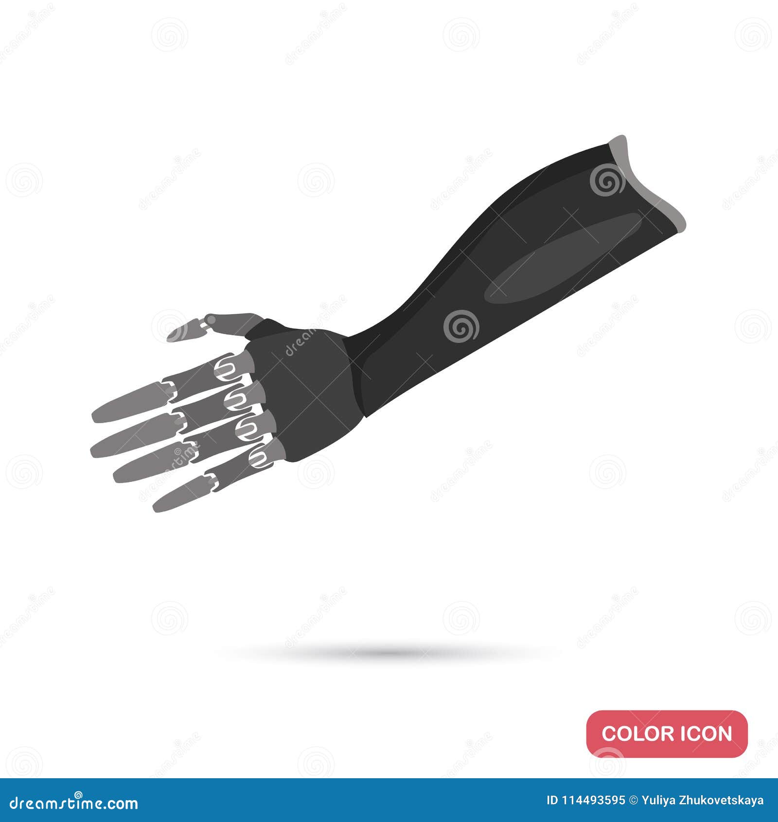 Bionic Hand Prosthesis Color Flat Icon Stock Vector - Illustration of ...