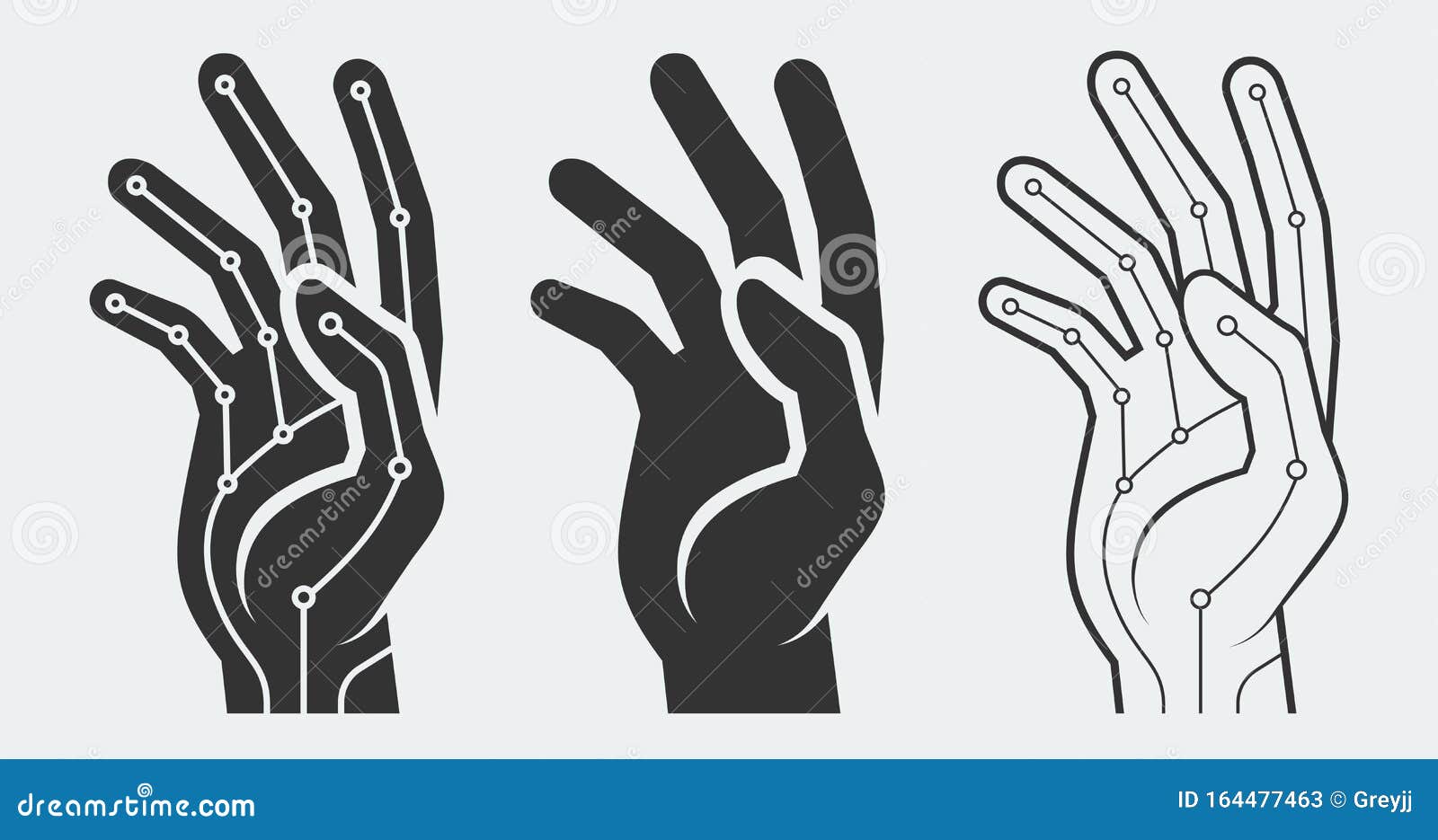 Bionic Hand Concept Silhouettes Stock Vector - Illustration of cyber ...