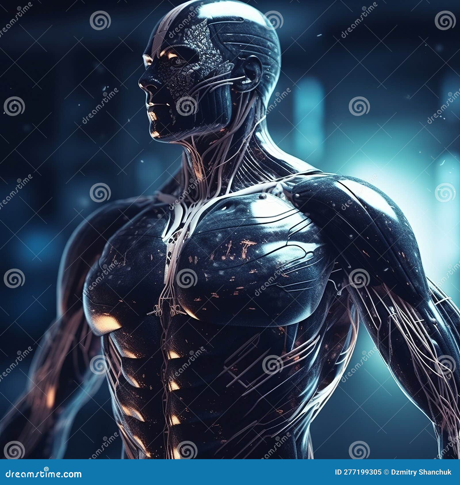 Bionic Human Robot Generative AI Stock Illustration - Illustration of ...