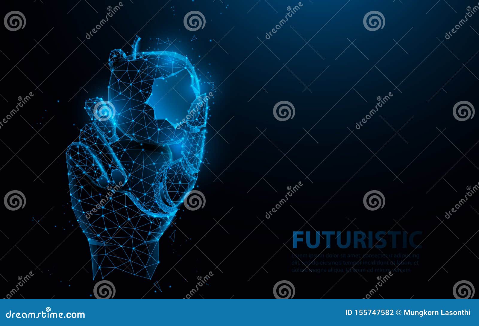 Bionic Medical Hand Prosthesis, Holding Bite of Apple. Metallic Robot ...