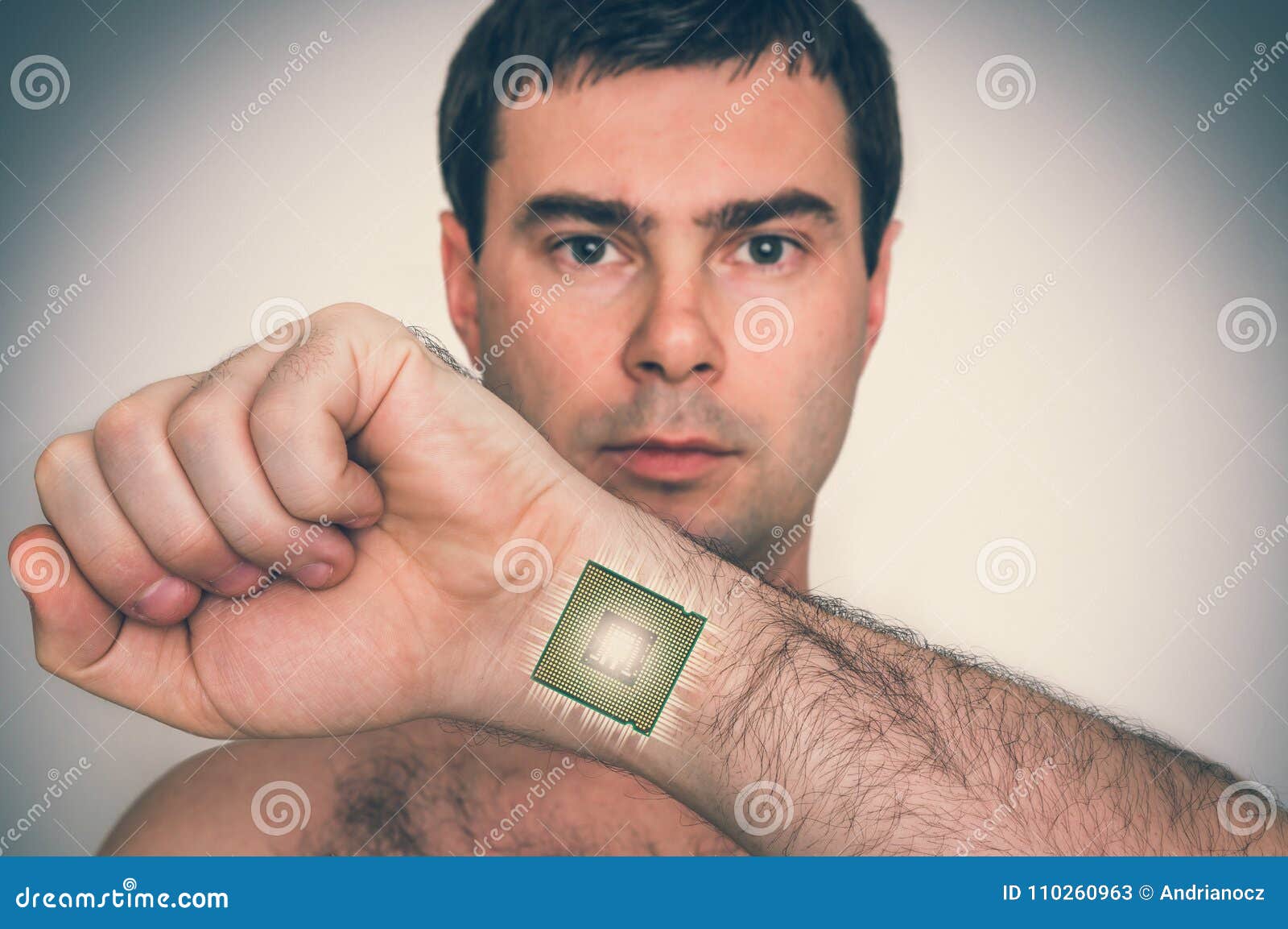 Bionic Microchip Processor Inside Male Human Body Stock Image - Image ...