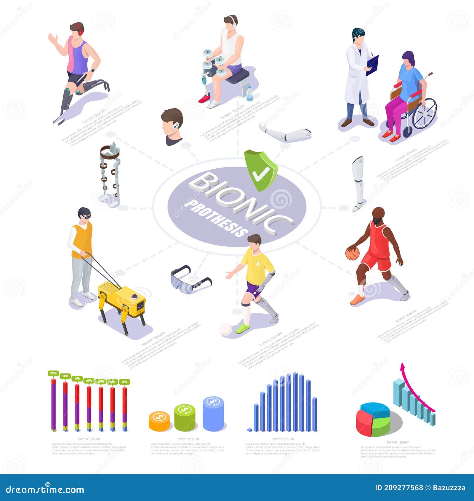 Bionic Prosthesis Isometric Infographic, Flat Vector Illustration ...