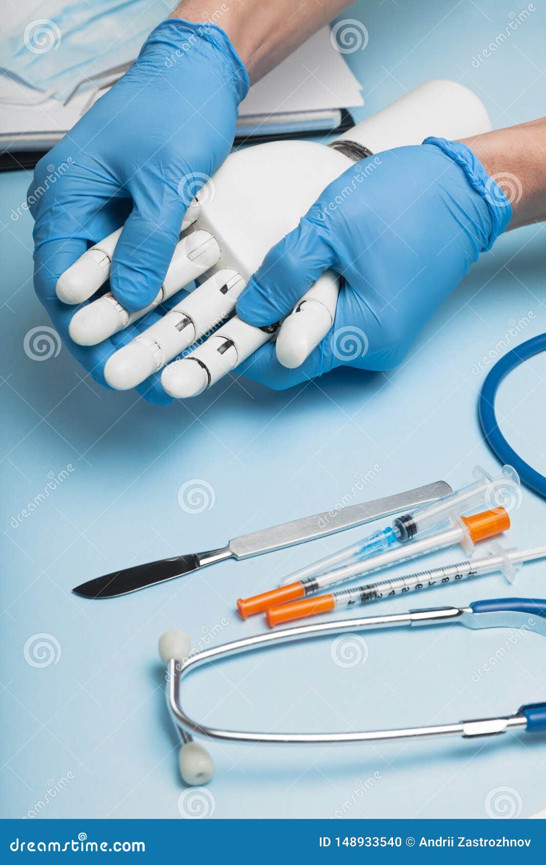 Bionic Prosthetic Arm of Doctor. Modern Robotic Artificial Organ Stock ...