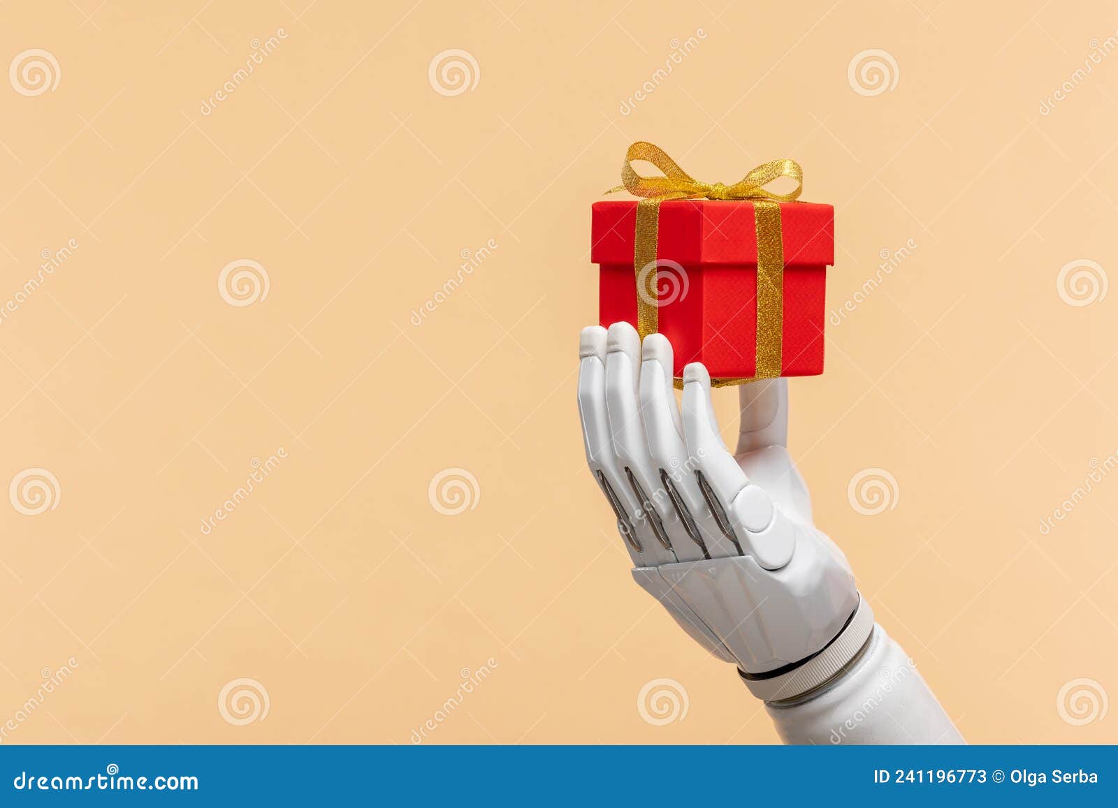 A Bionic Prosthetic Arm or Forearm in White on a Beige Background Holds ...