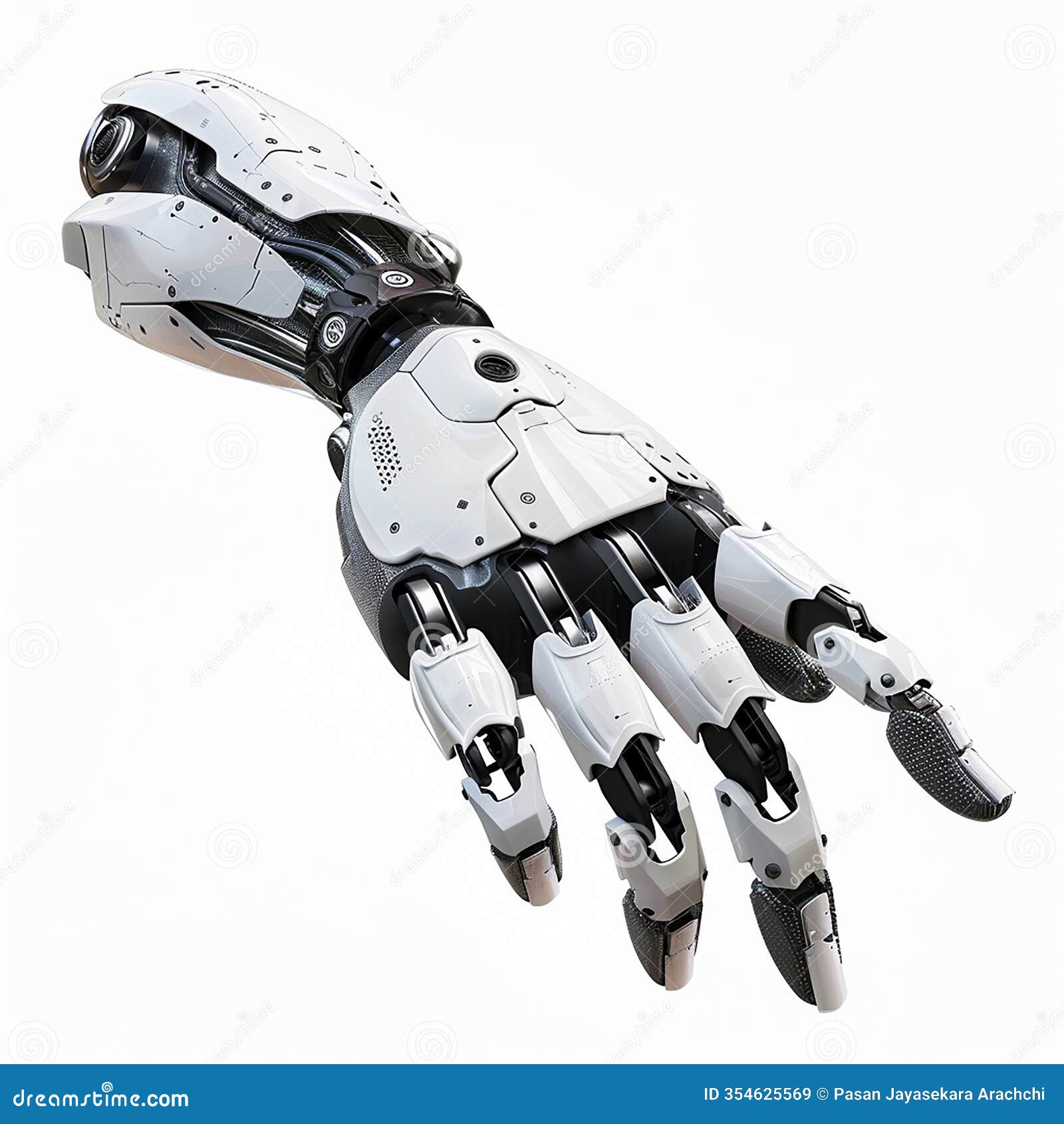 A Bionic Prosthetic Arm Or Forearm In White On A Beige Background Holds ...
