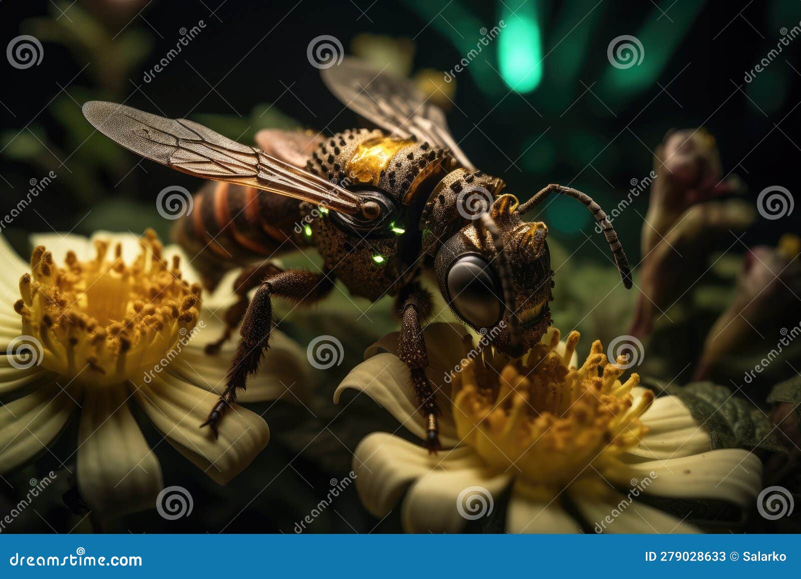 Robot Bee on flower stock illustration. Illustration of macro - 279028633
