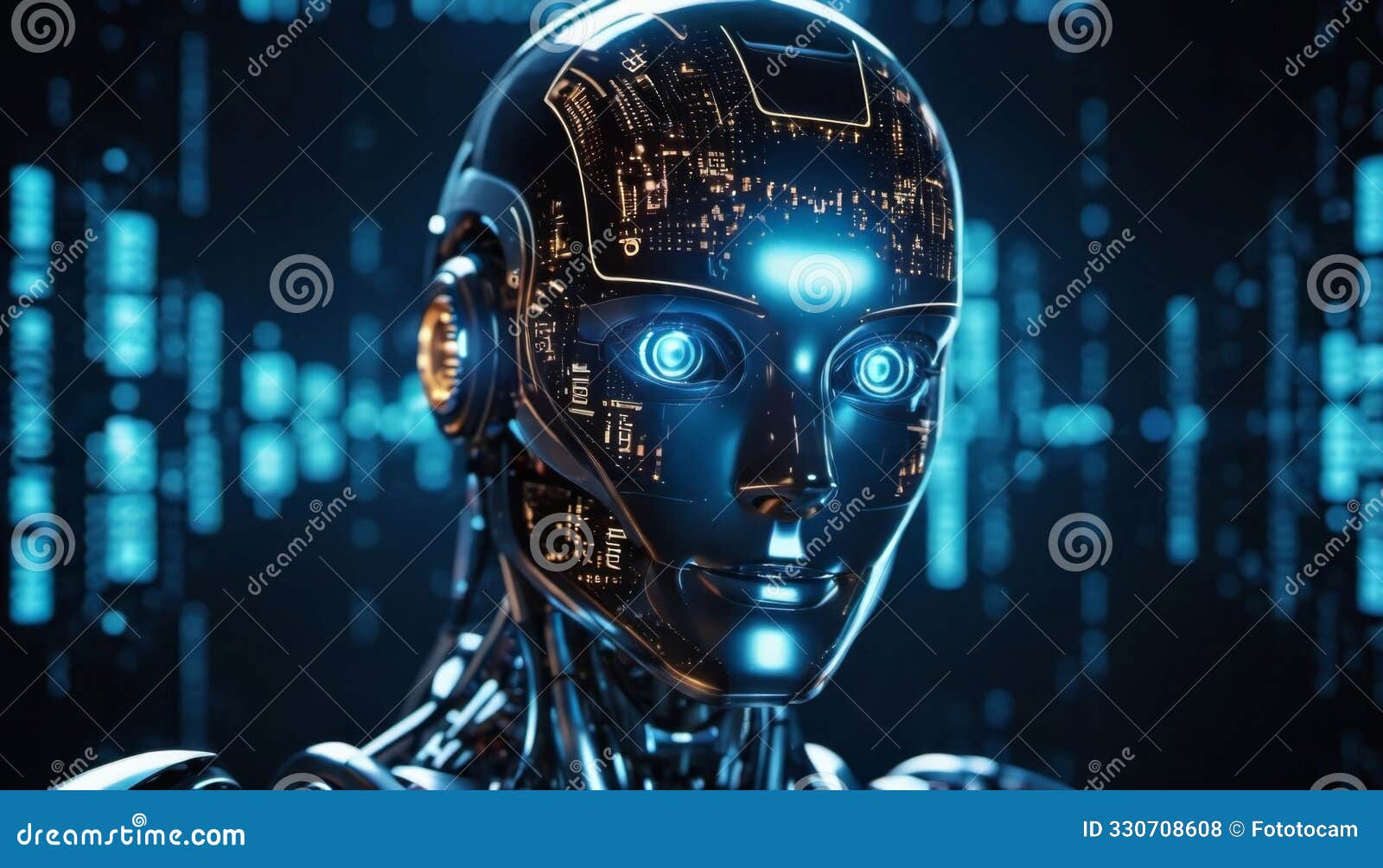 Bionic Robot Cyborg Close-up Future Technology. Generative Ai Stock ...