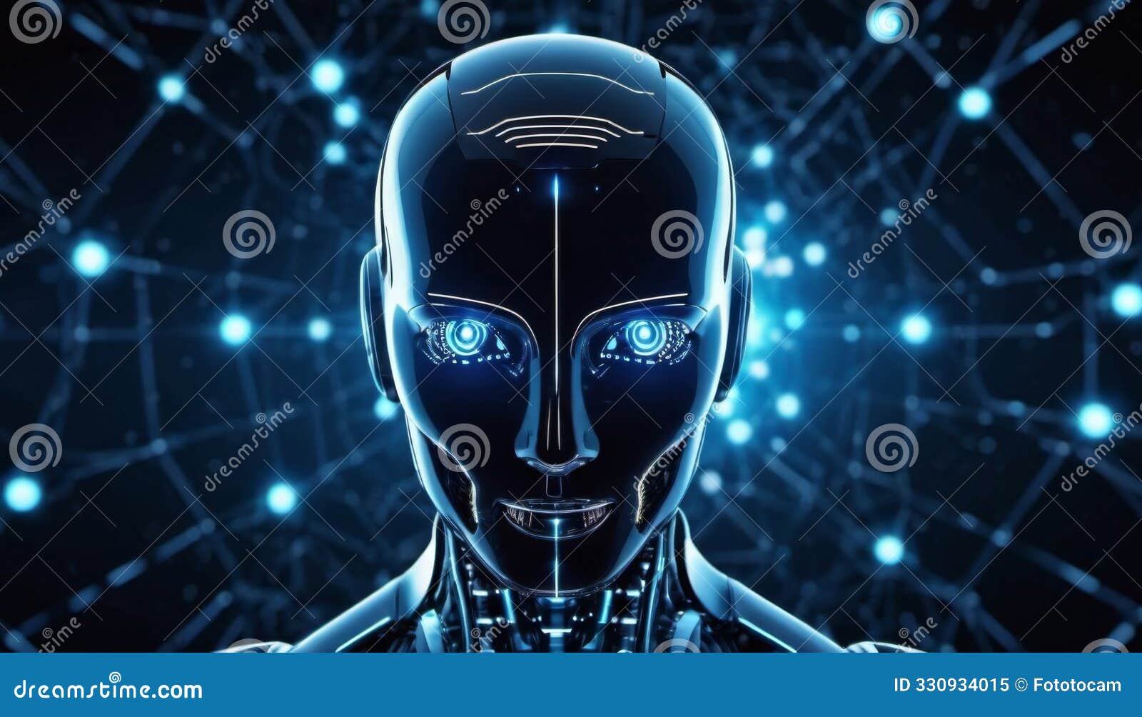 Bionic Robot Cyborg Close-up Future Technology. Generative Ai. AI Stock ...