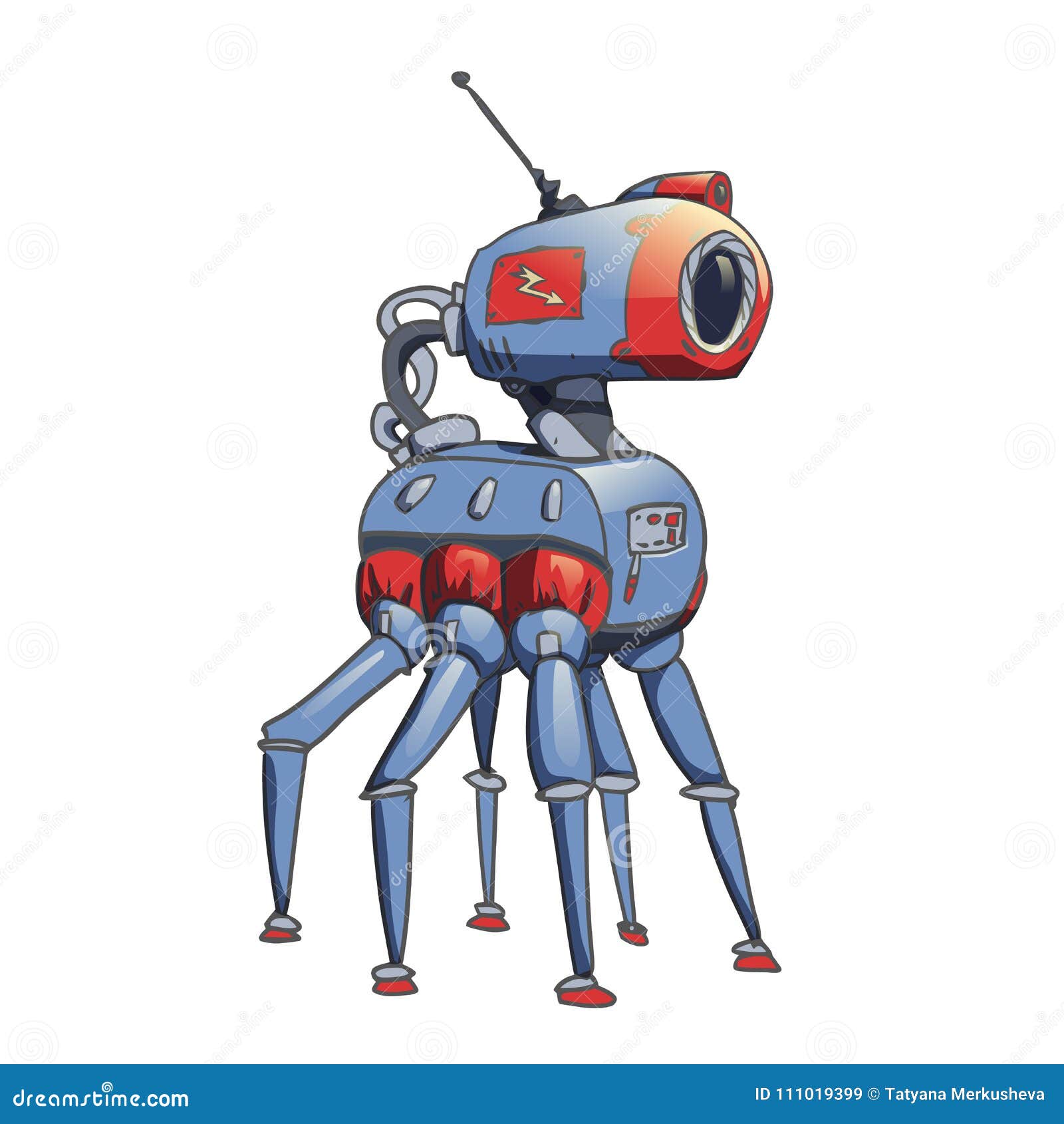 Bionic Six-legged Robot With A Camera In His Head. Vector Illustration ...