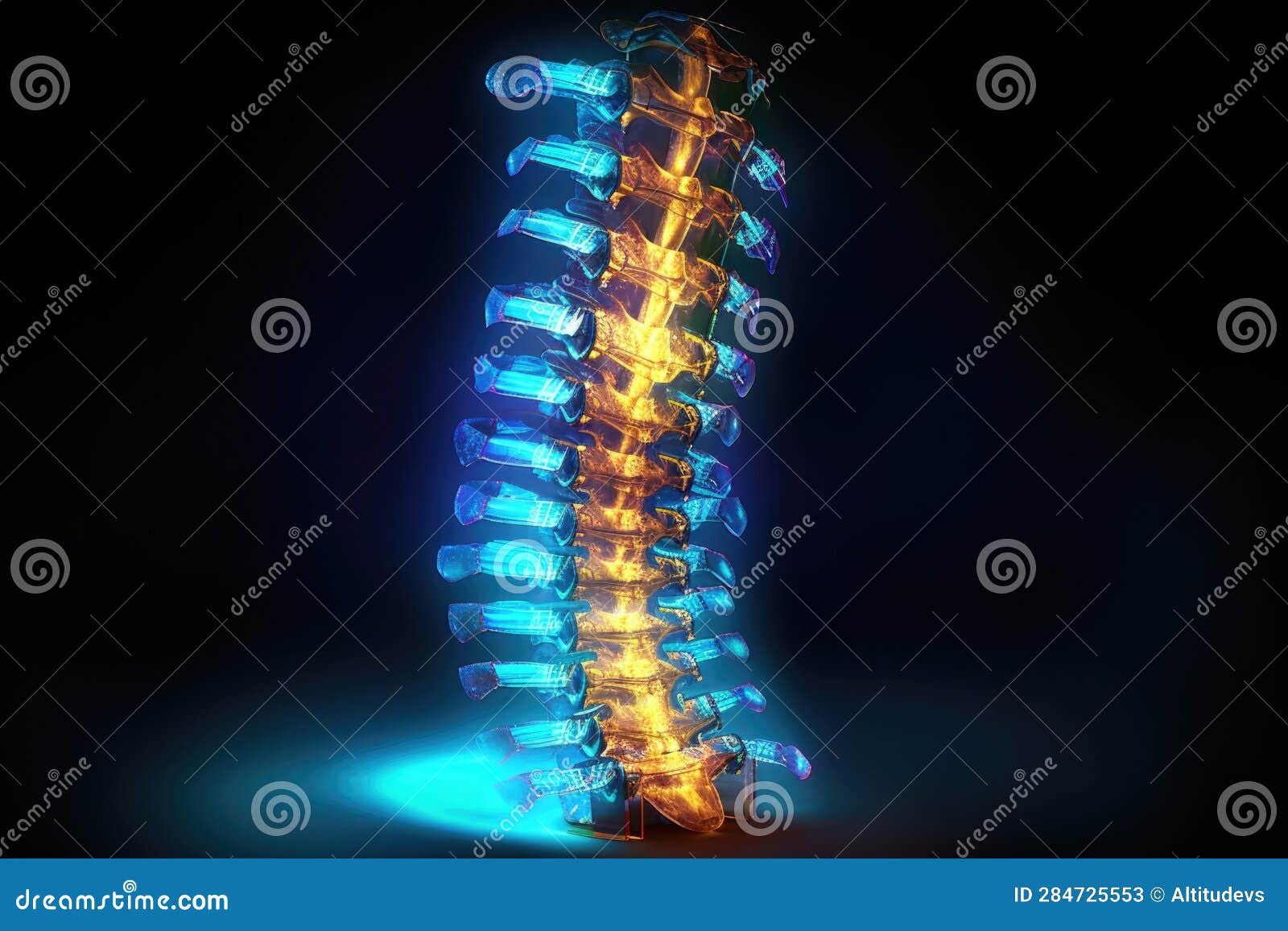 Bionic Spine with Glowing Energy Source Stock Illustration ...