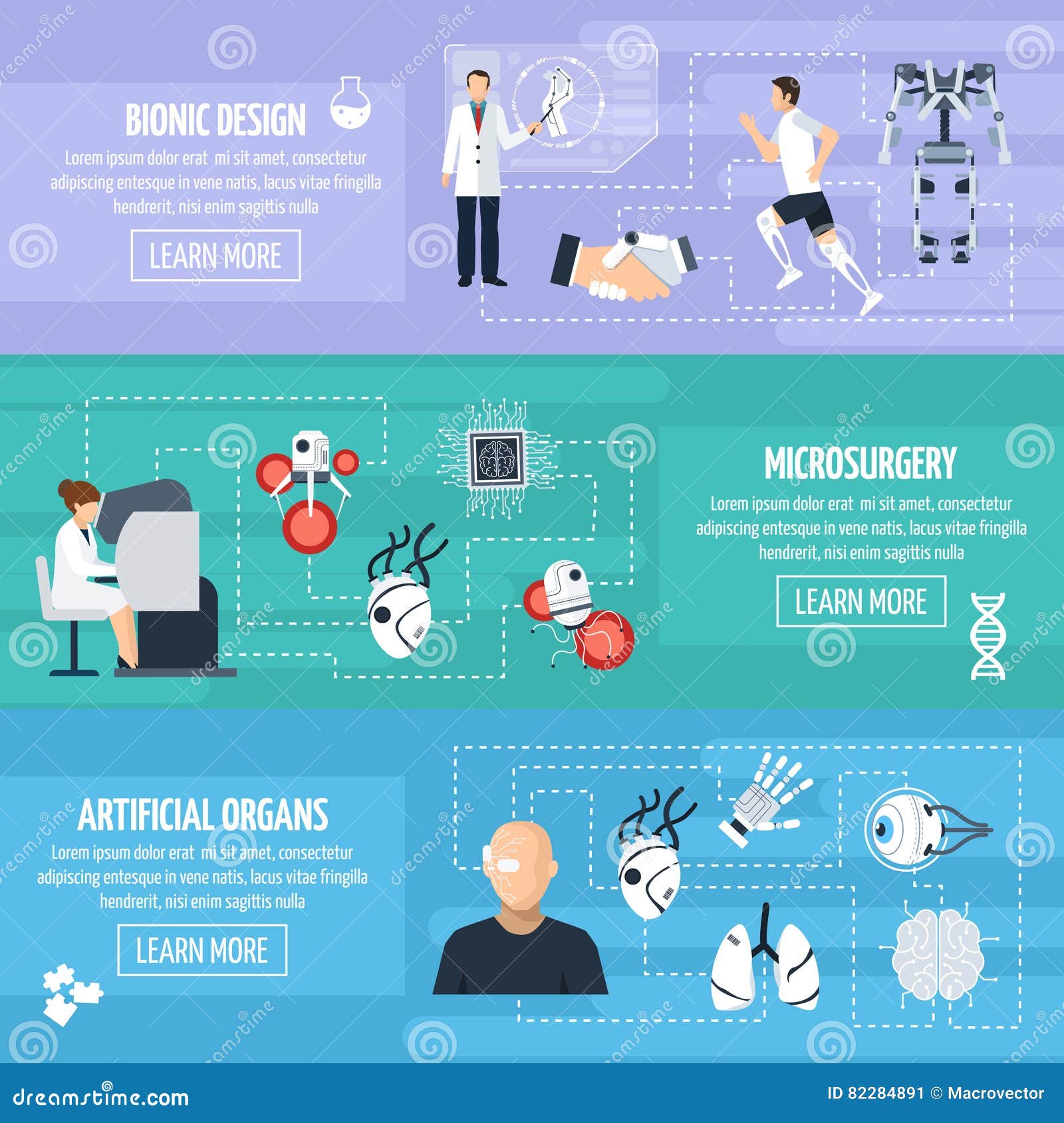 Bionic Technology Horizontal Banners Cartoon Vector | CartoonDealer.com ...