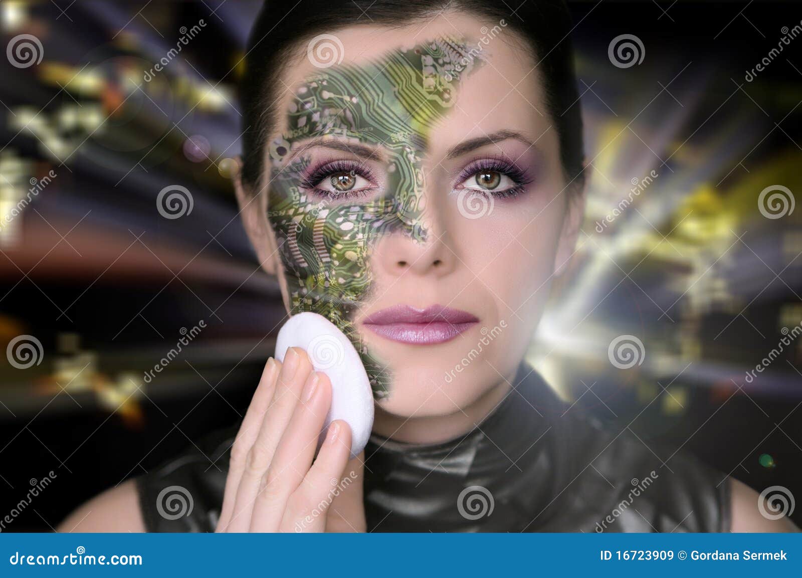 Bionic woman stock image. Image of cyborg, green, intelligence - 16723909