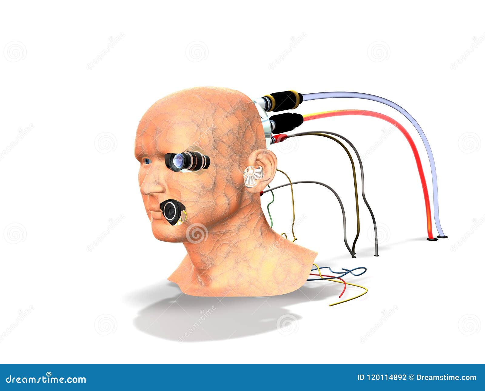 Bionic Head with Connections Stock Illustration - Illustration of ...