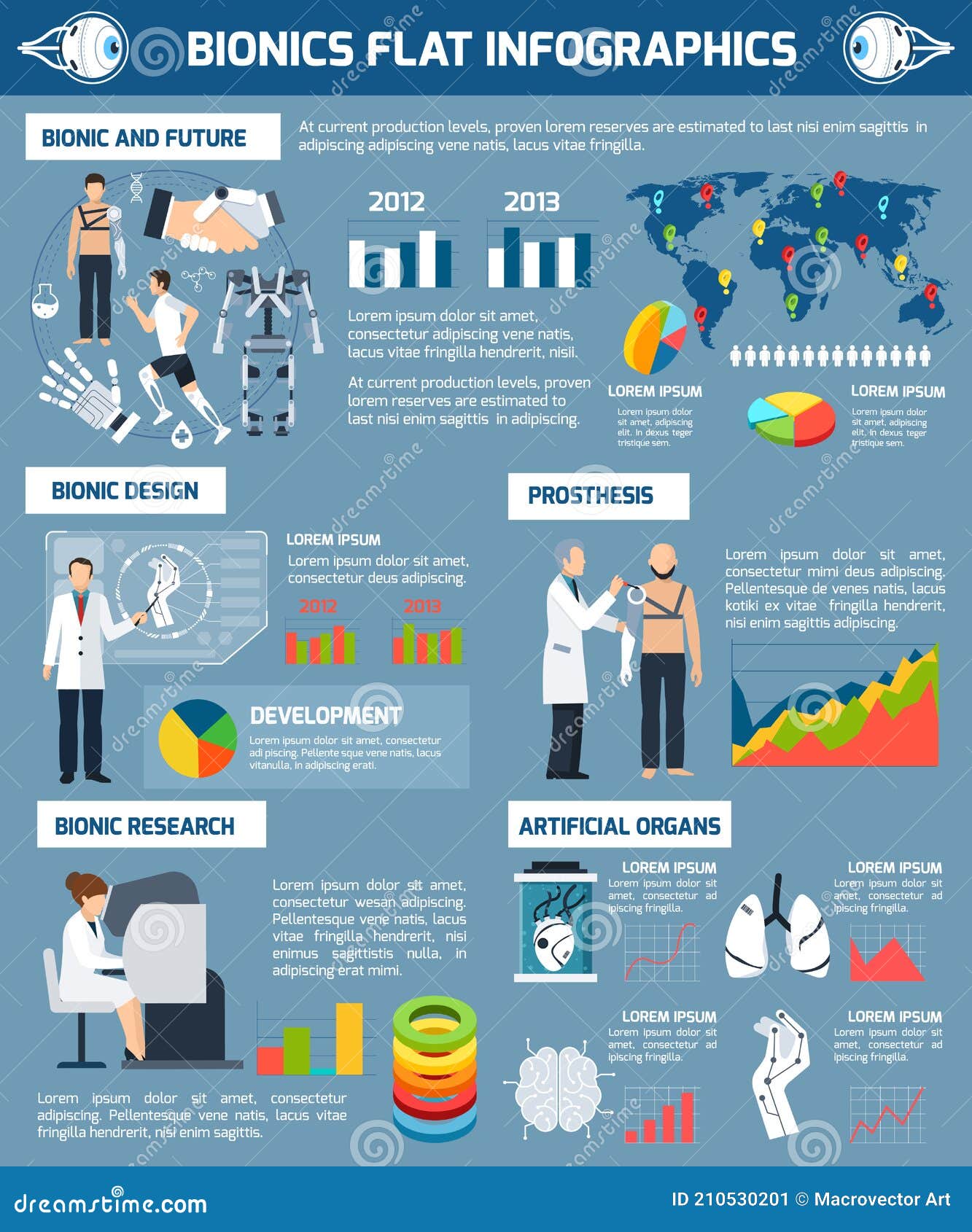 Bionics Flat Infographics Vector Illustration | CartoonDealer.com #85009048