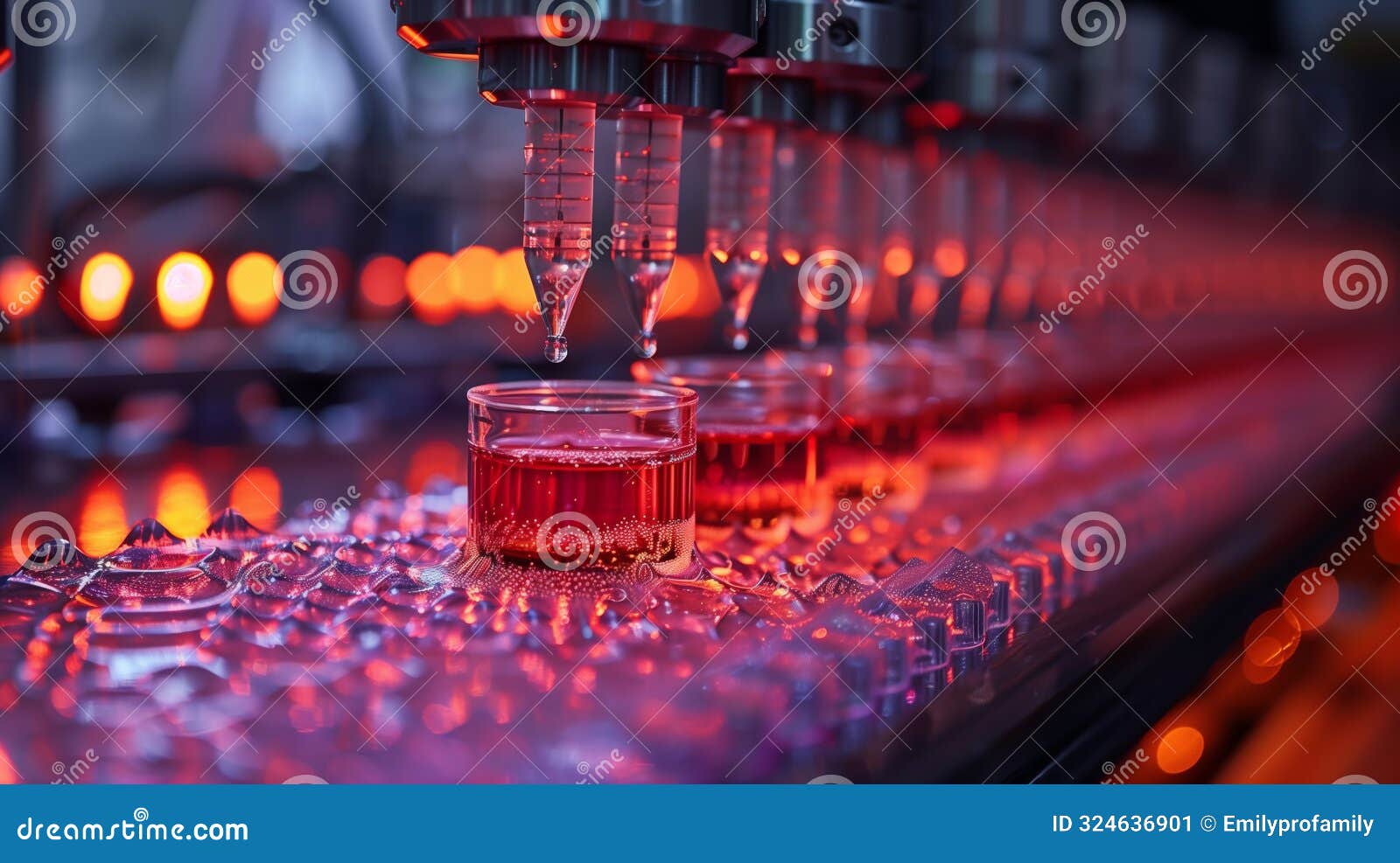 Bioprinting Technology: Dispensing Liquid into Small Glass Cups Stock ...
