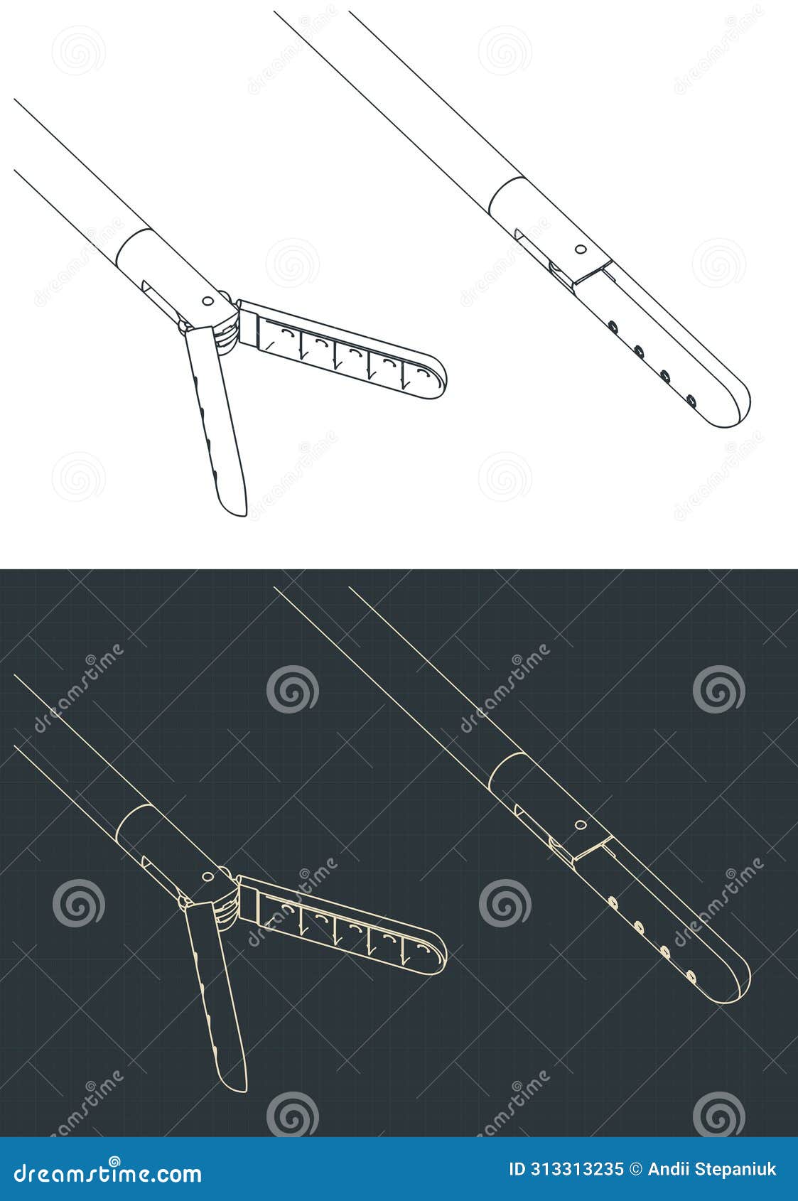 Biopsy Forcep Head Isometric Blueprints Stock Vector - Illustration of ...