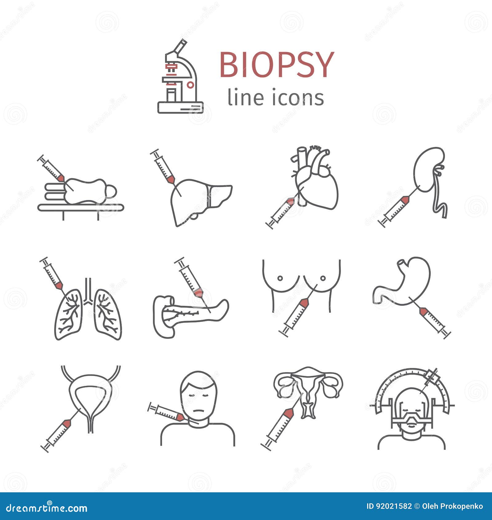 Biopsy Line Icons Set. Vector Stock Illustration - Illustration of ...