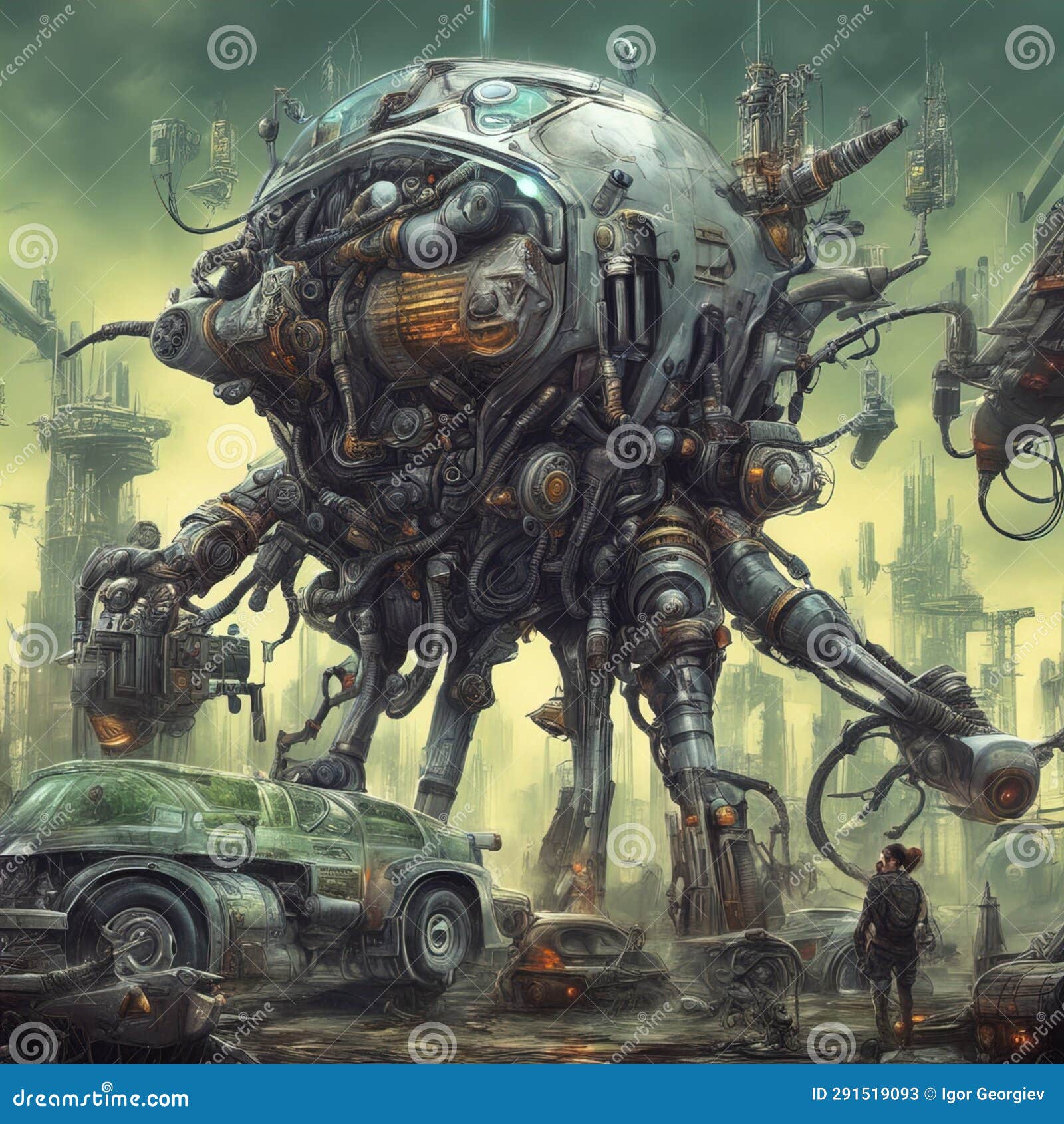 Biopunk, Cyber Steampunk Illustration Stock Illustration - Illustration ...