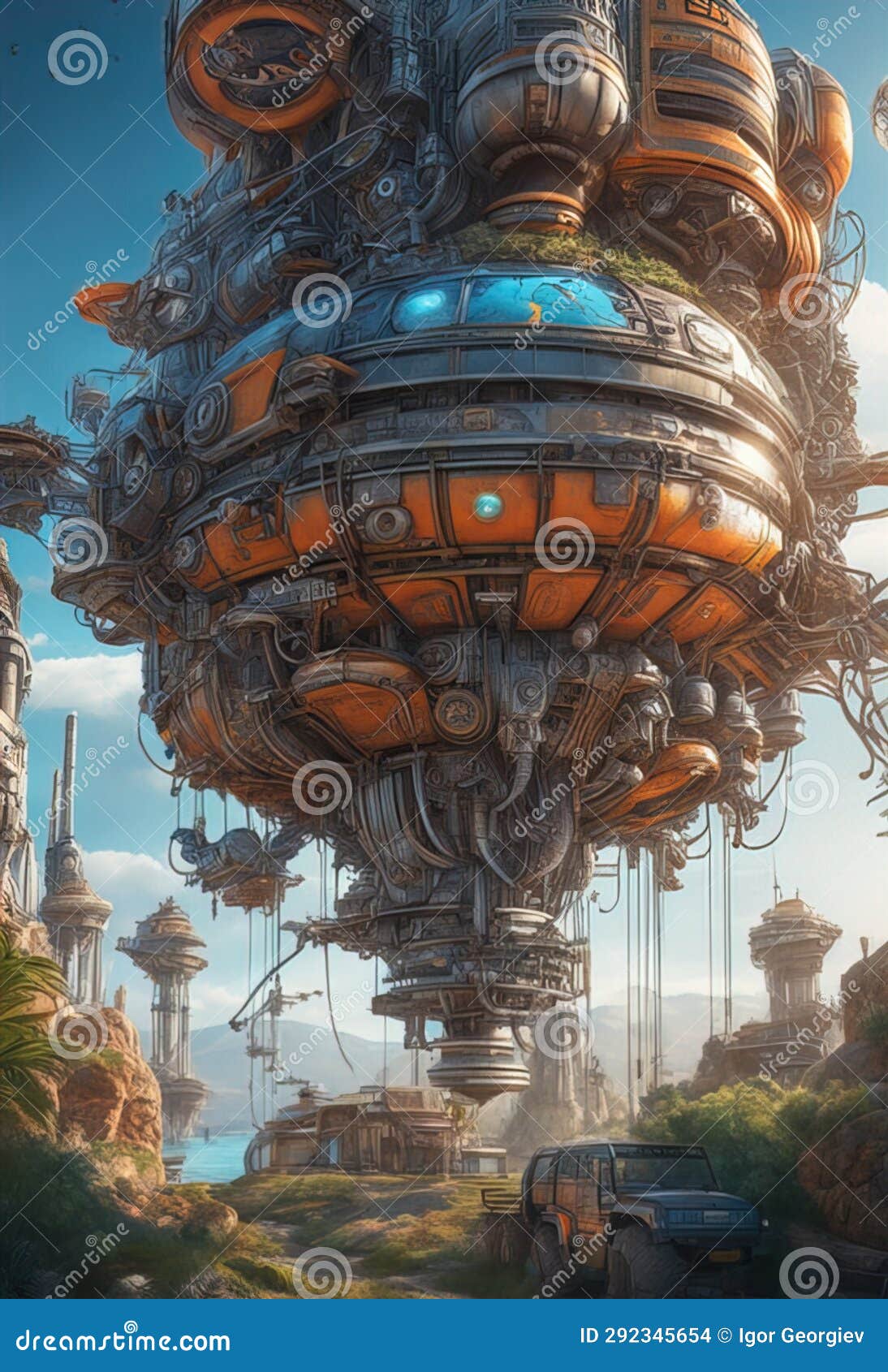 Biopunk, Cyber Steampunk Illustration Stock Illustration - Illustration ...