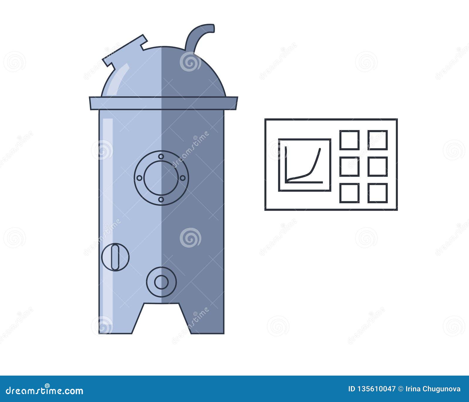Bioreactor Wit Control Panel. Cartoon Vector | CartoonDealer.com #135610047