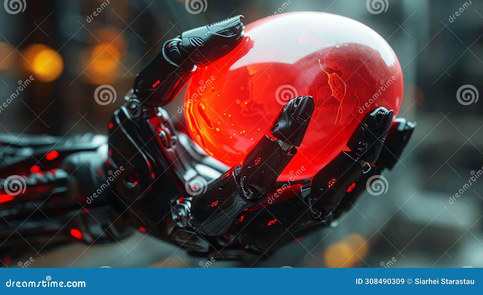 The Biorobot Holds a Mock-up of an Easter Egg in Its Hand,Generated by ...