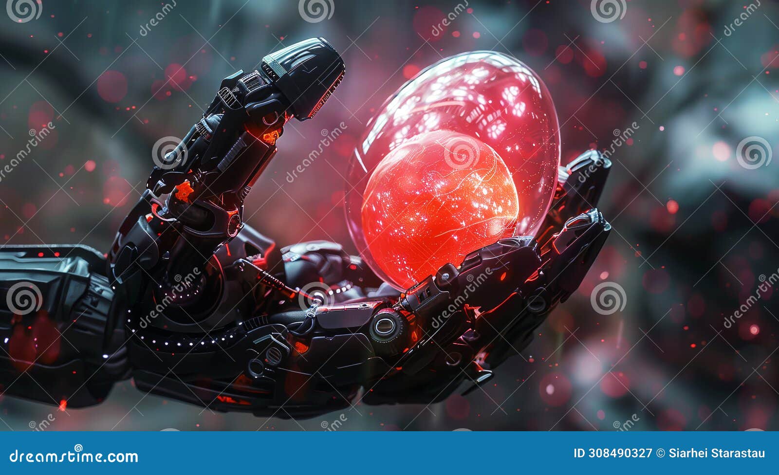 The Biorobot Holds a Mock-up of an Easter Egg in Its Hand,Generated by ...