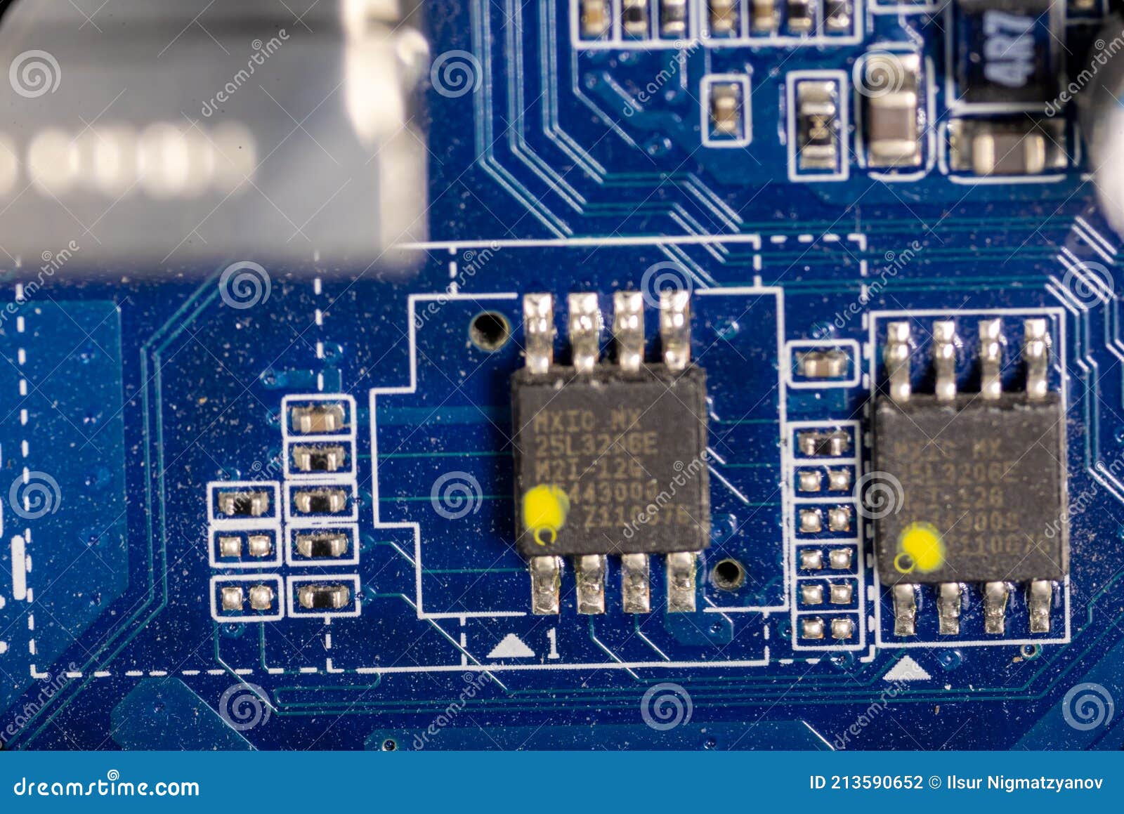 BIOS Board System Software on Blue Motherboard Inside a Working ...