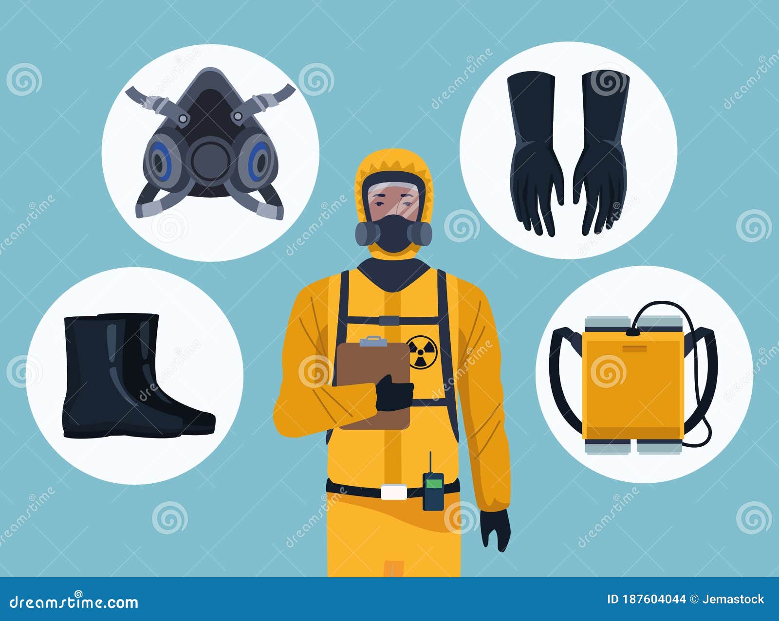 Biosafety Worker with Equipment Elements for Covid19 Protection Stock ...