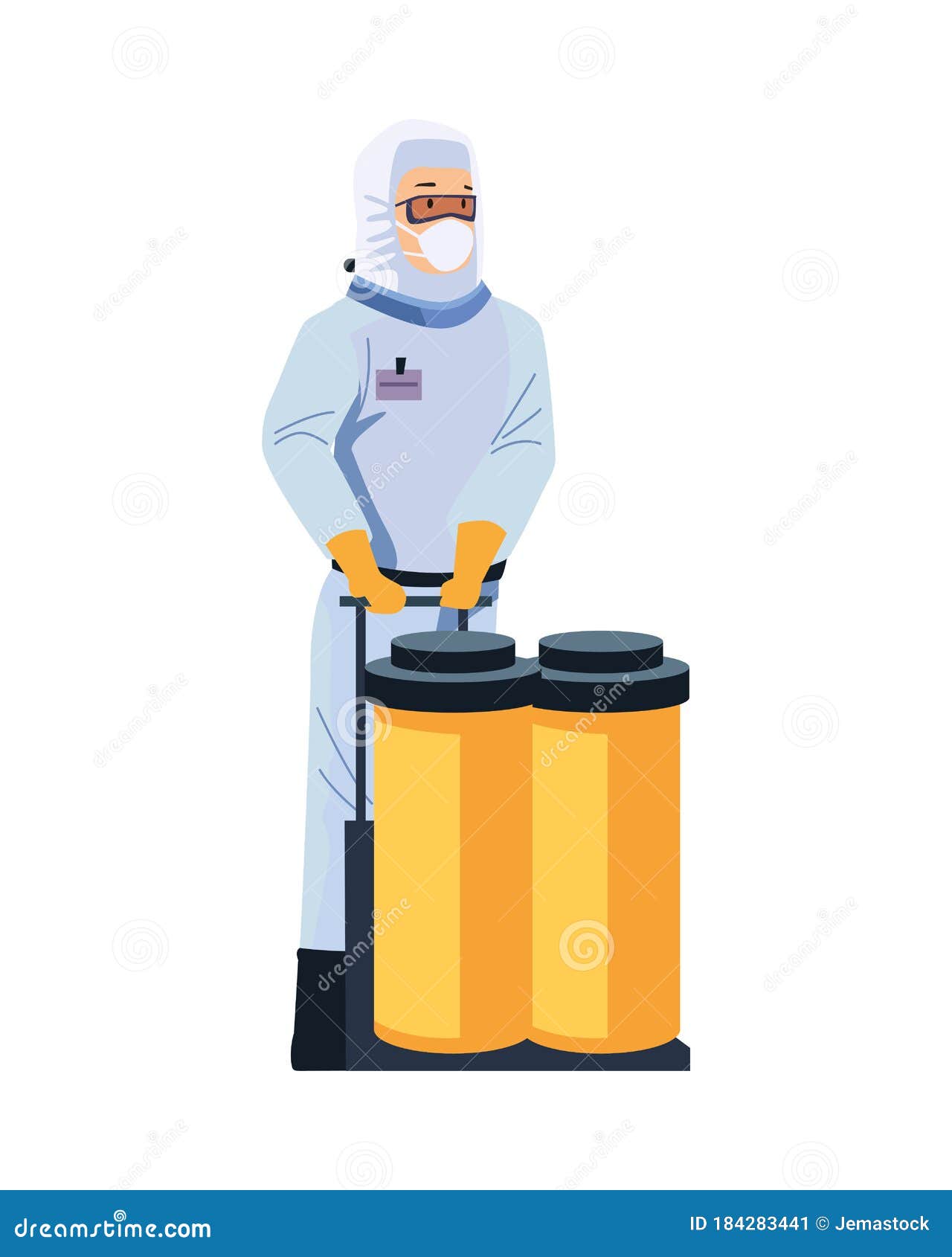 Biosafety Worker With Tanks Character Cartoon Vector | CartoonDealer ...