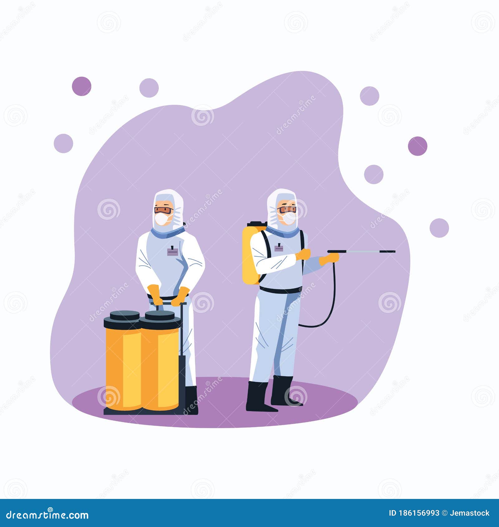 Biosafety Workers with Sprayers Disinfectant and Covid19 Particles ...