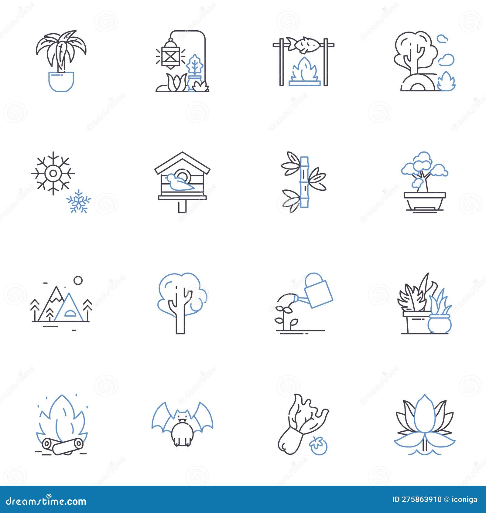 Biosphere Line Icons Collection Ecosystem Diversity Sustainability