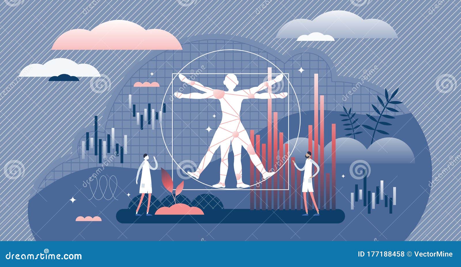 Biostatistics Vector Illustration. Statistical Method Tiny Persons ...