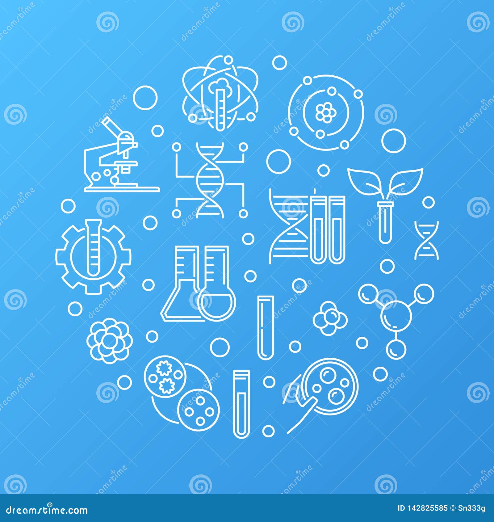 Biotech or Bio-Engineering Vector Round Outline Illustration Stock ...