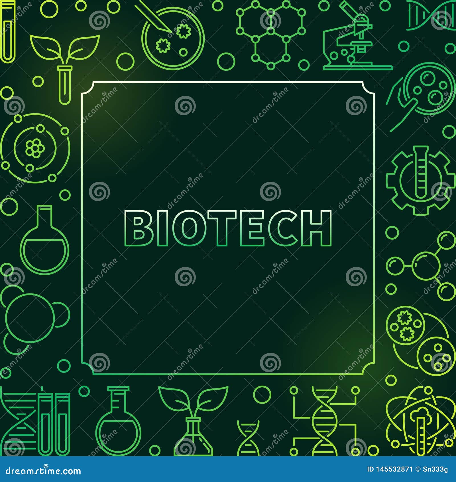 Biotech Colorful Square Outline Frame Or Illustration Cartoon Vector ...