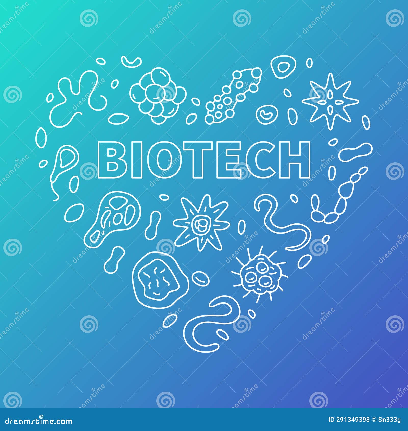 Biotech Concept Outline Vector Heart Shaped Modern Banner ...