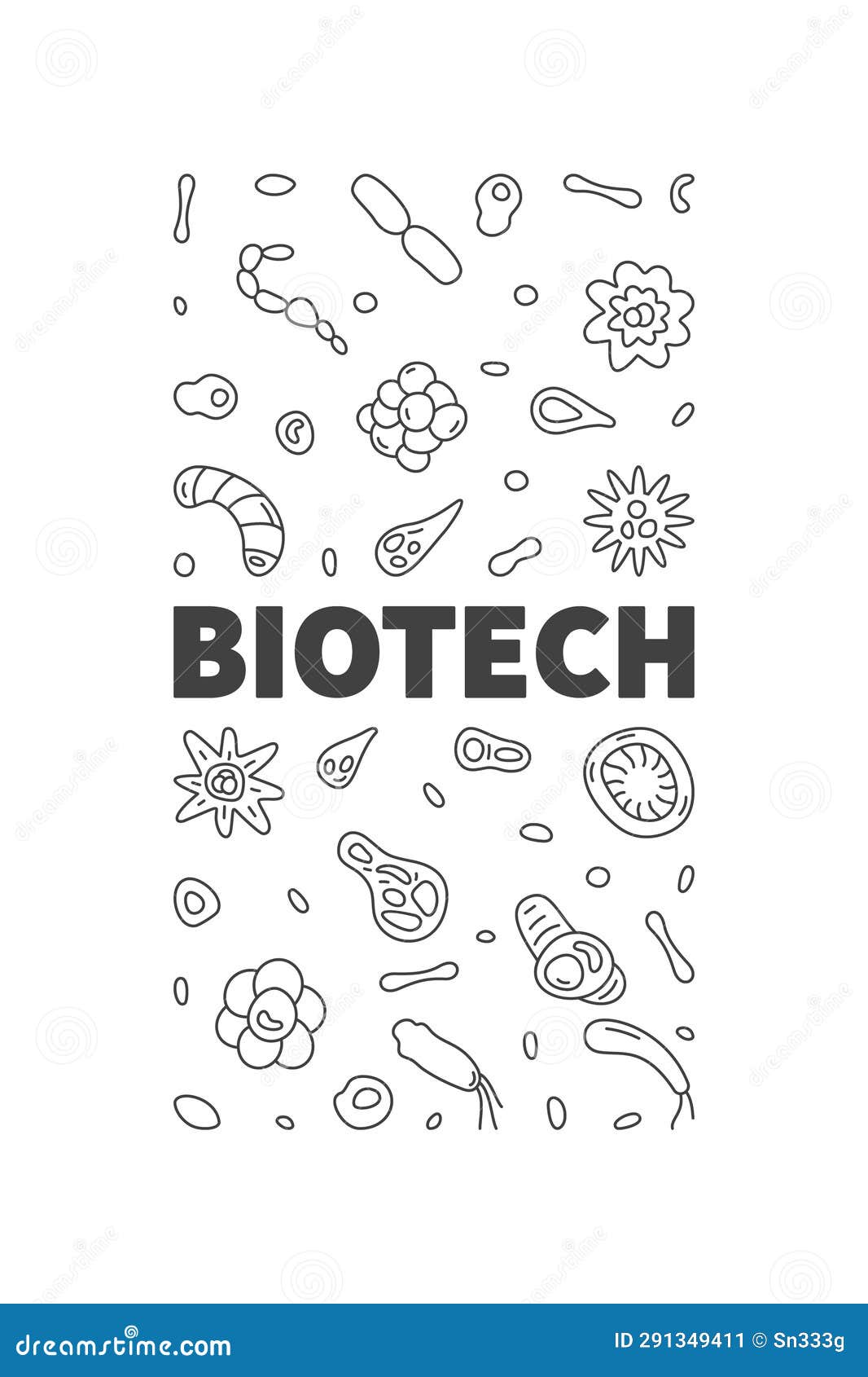 Biotech Concept Outline Vector Vertical Banner - Biotechnology Science ...