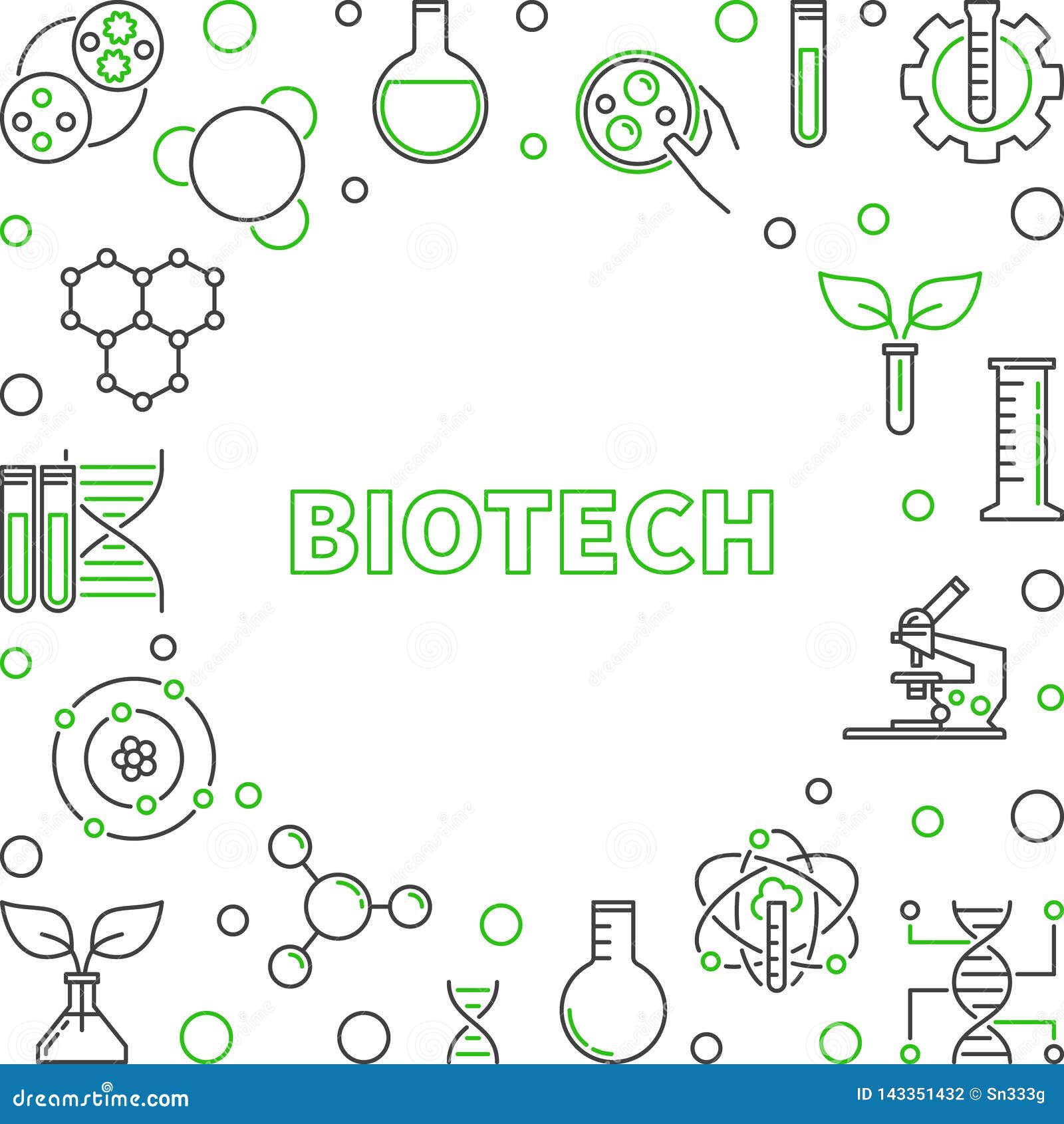 Biotech Creative Outline Frame. Vector Science Illustration Stock ...