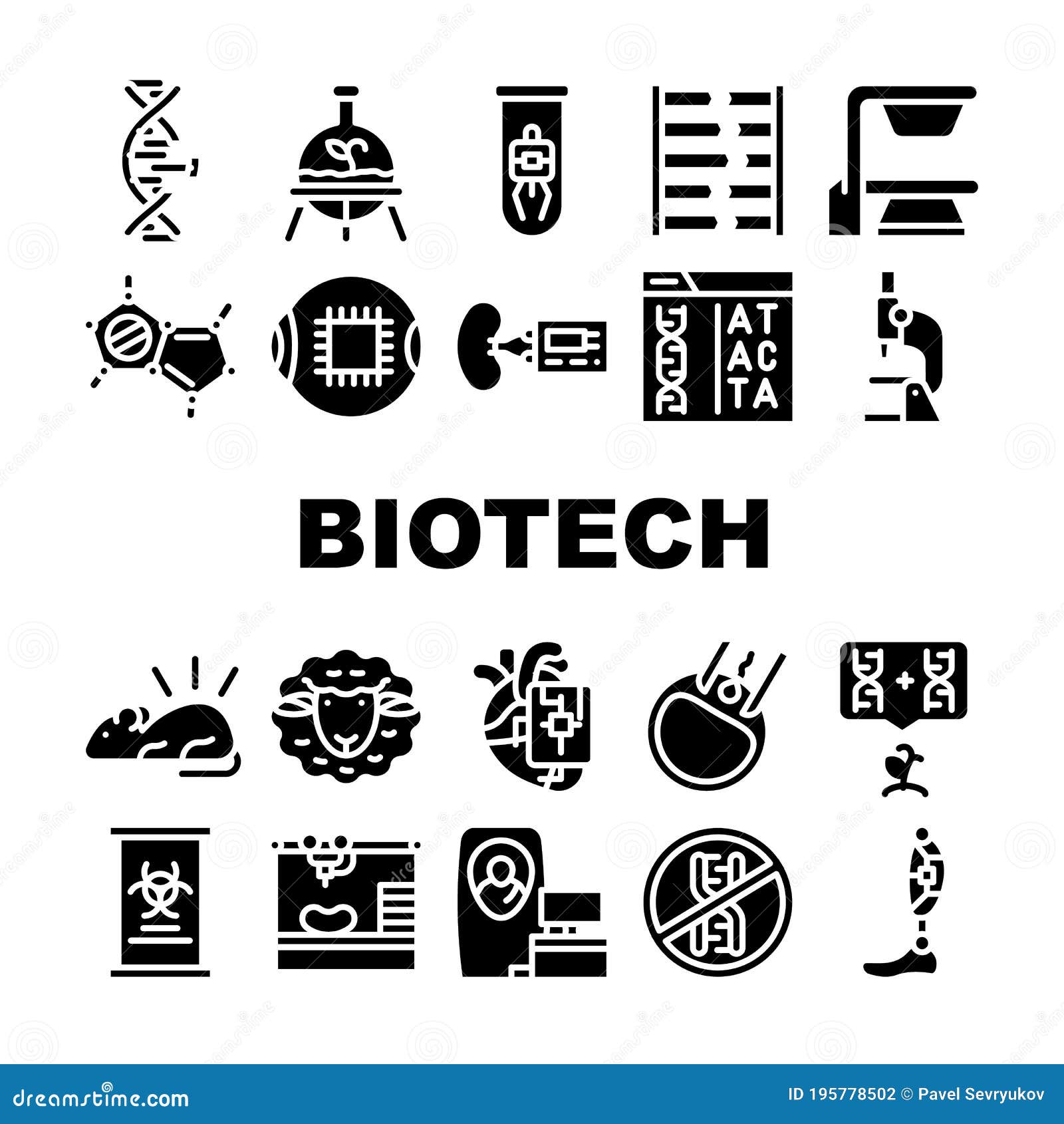Biotech Technology Collection Icons Set Vector Illustrations Stock ...