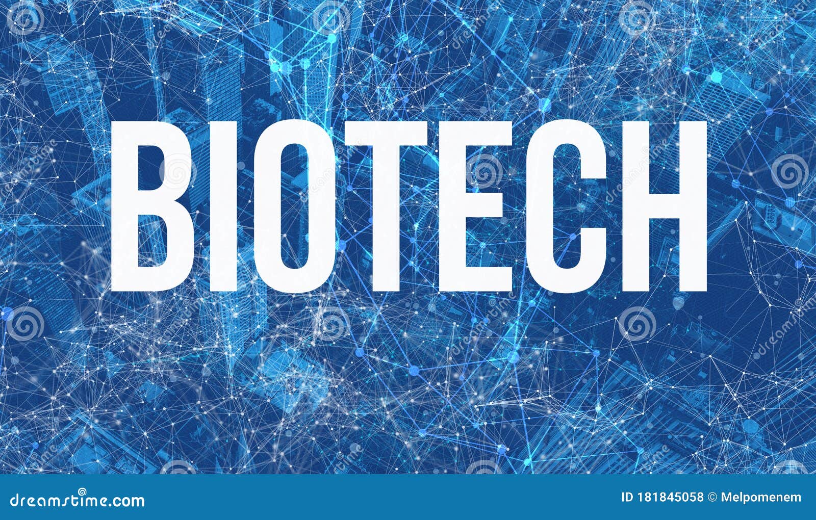 Biotech Theme with Abstract Cityscape Stock Photo - Image of urban ...