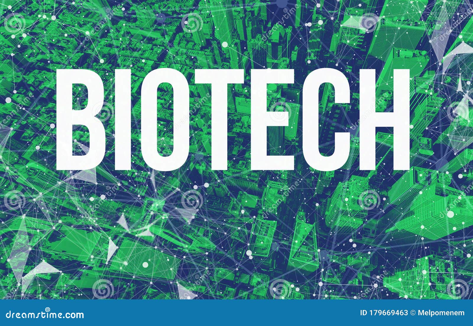 Biotech Theme with Abstract Network Patterns and Manhattan Skyscrapers ...