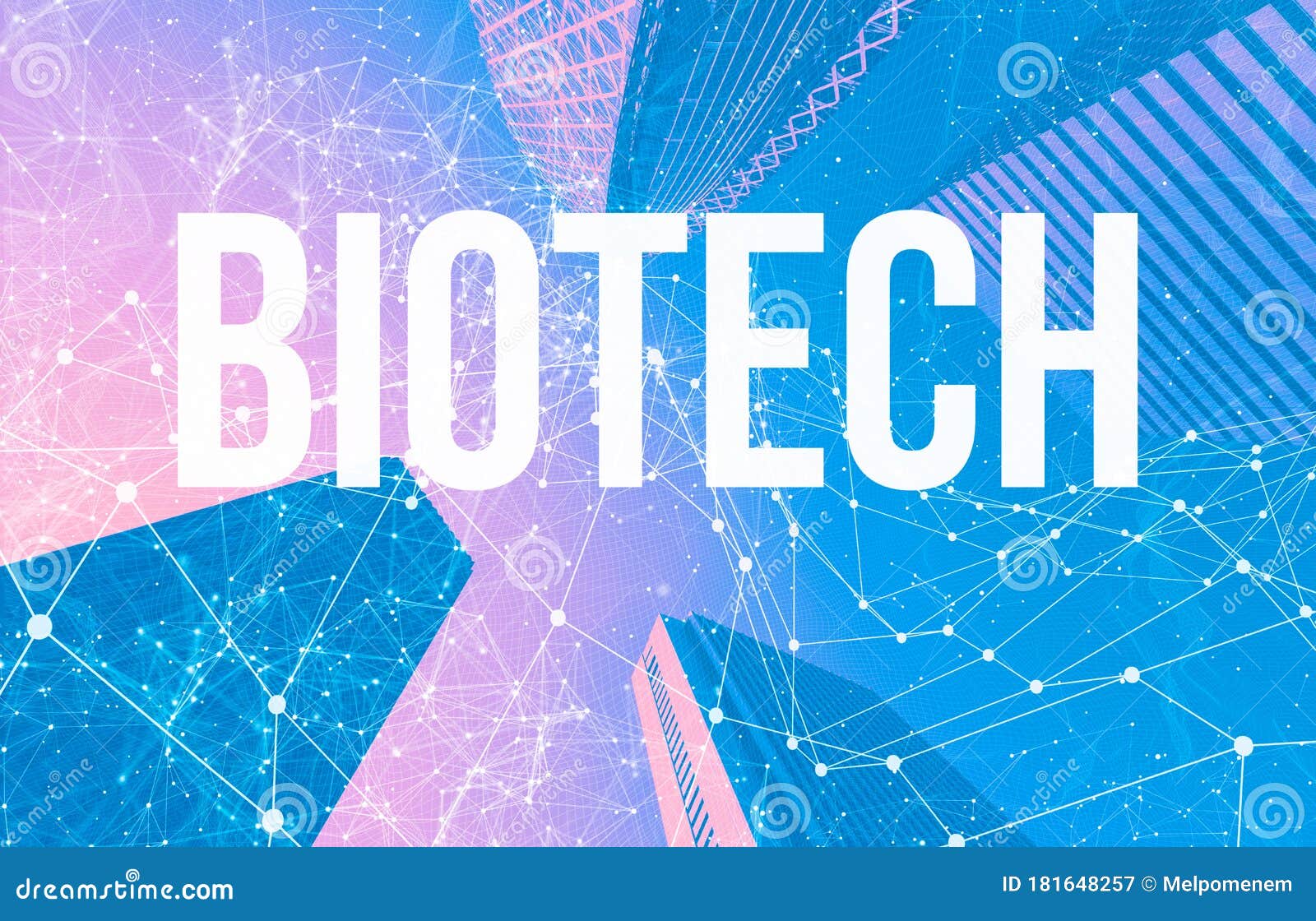Biotech Theme with Abstract Patterns and Skyscrapers Stock Image ...