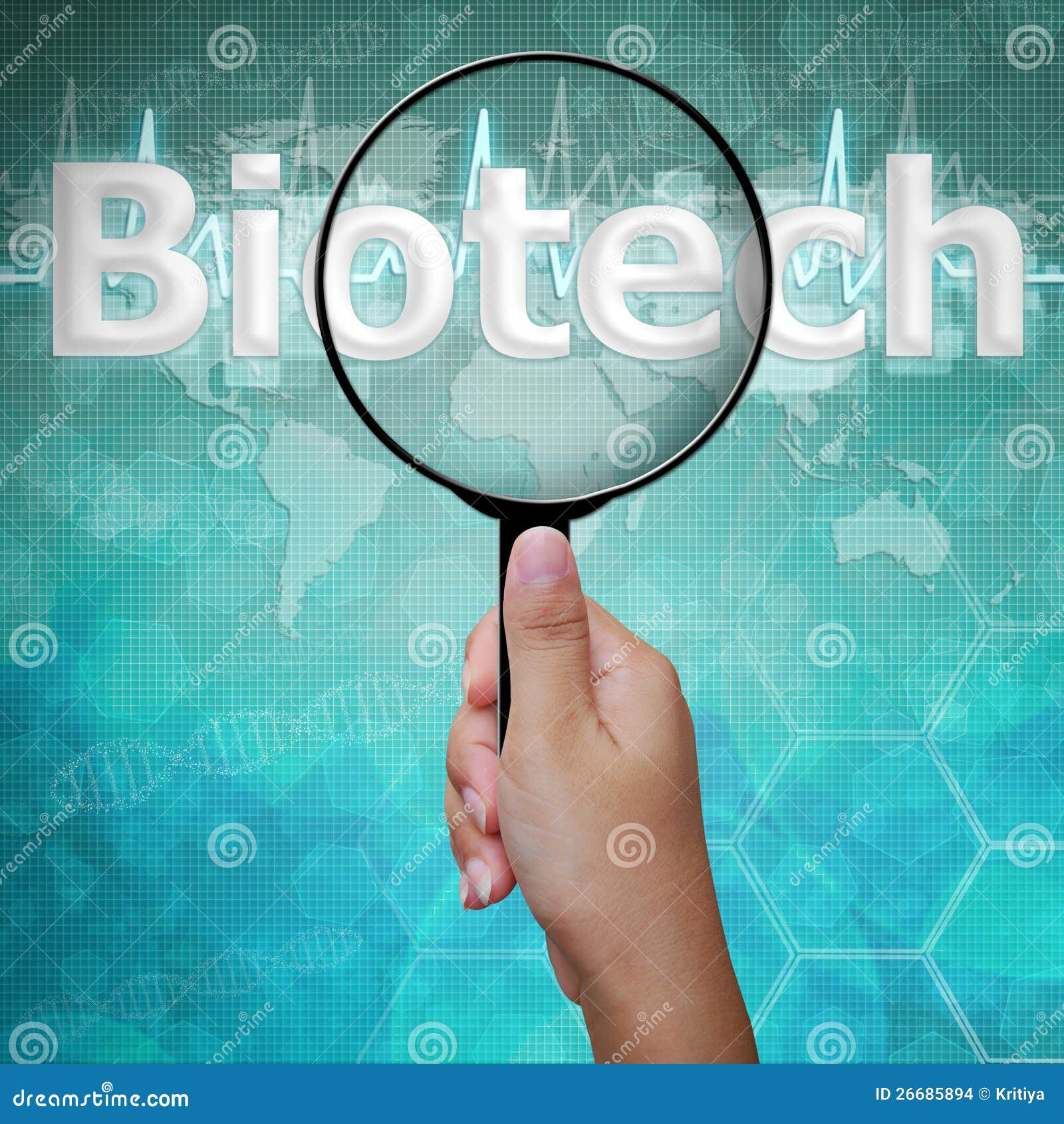 Biotech, Word in Magnifying Glass Stock Photo - Image of health ...