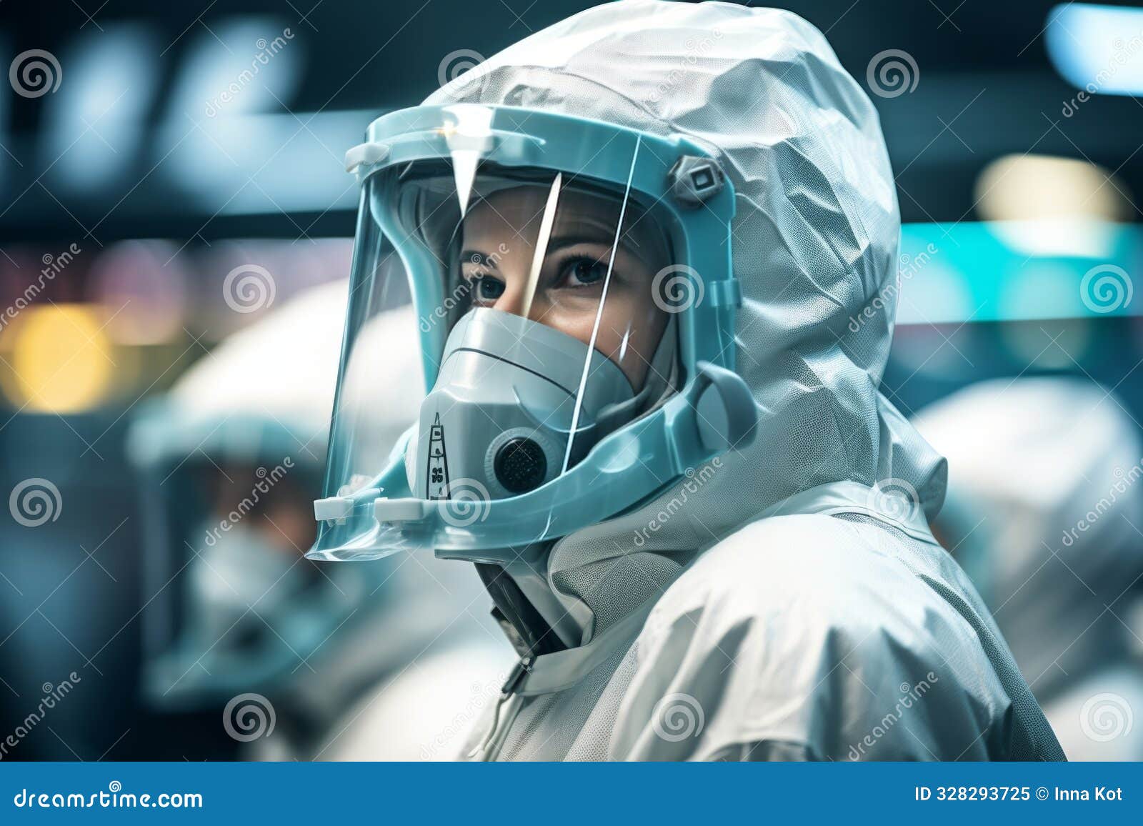 Biotech Worker in Protective Gear in Cleanroom at Pharmaceutical ...