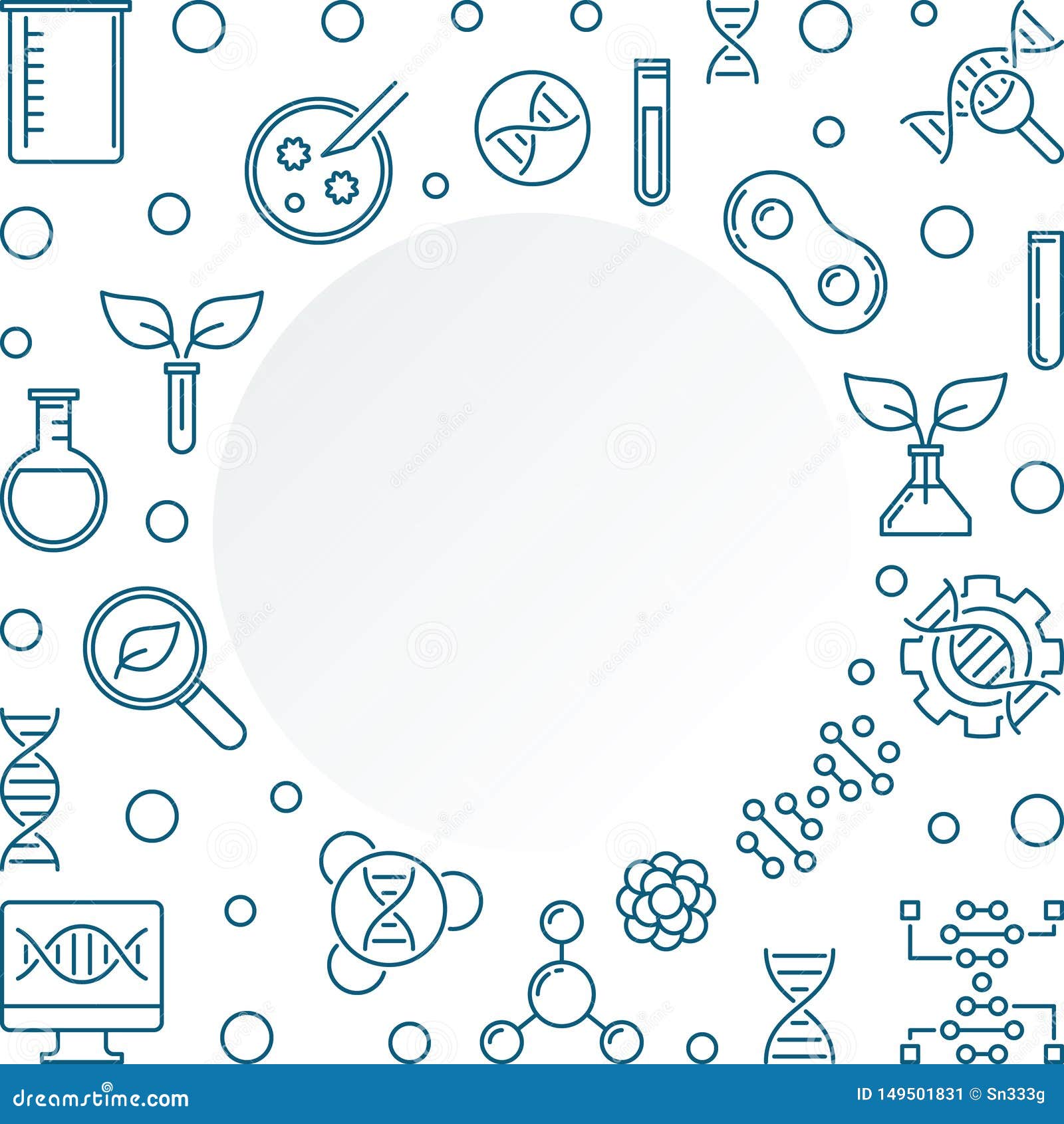 Biotechnolgy Outline Frame. Vector Biotech Illustration Stock Vector ...