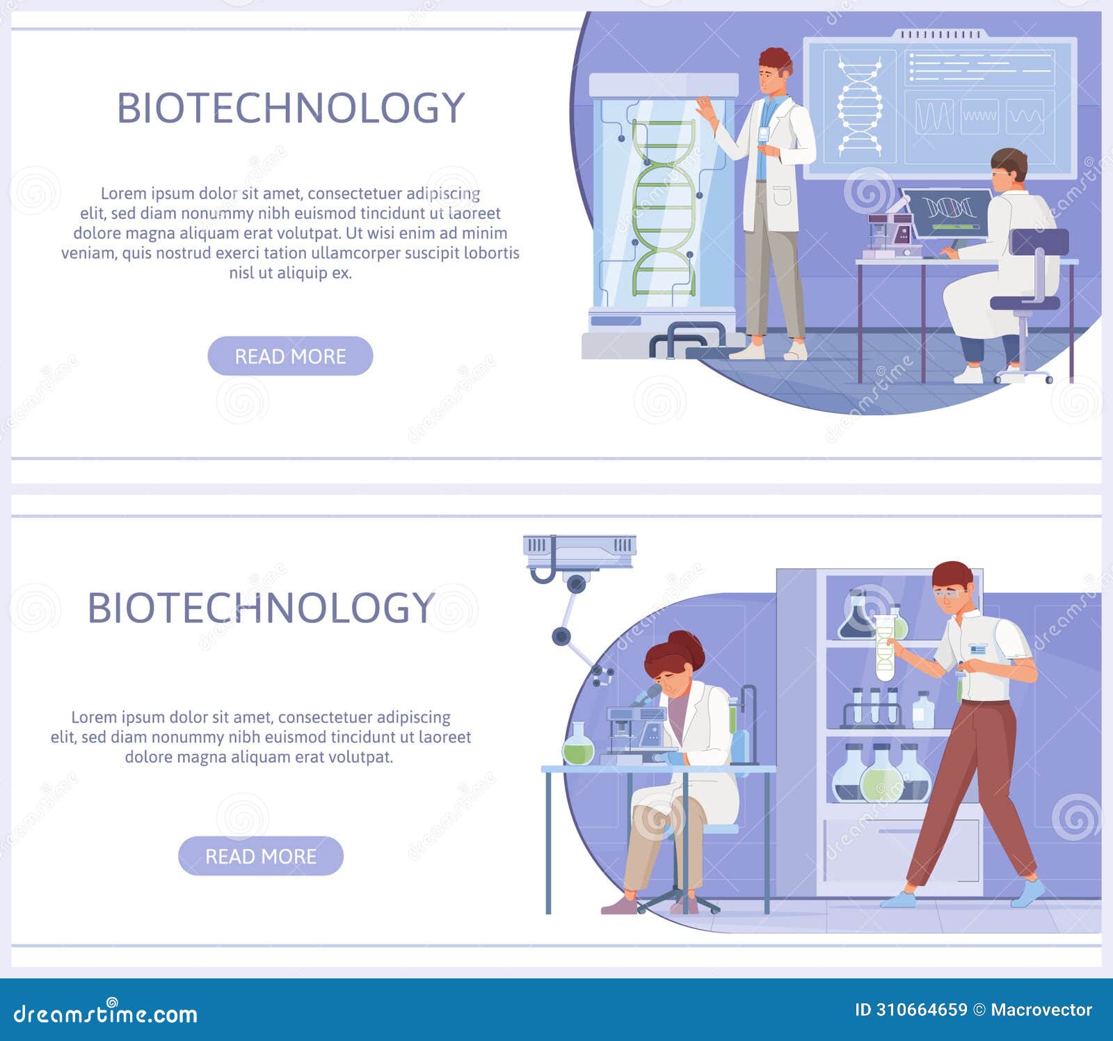 Biotechnology Banners in Flat Design Stock Illustration - Illustration ...