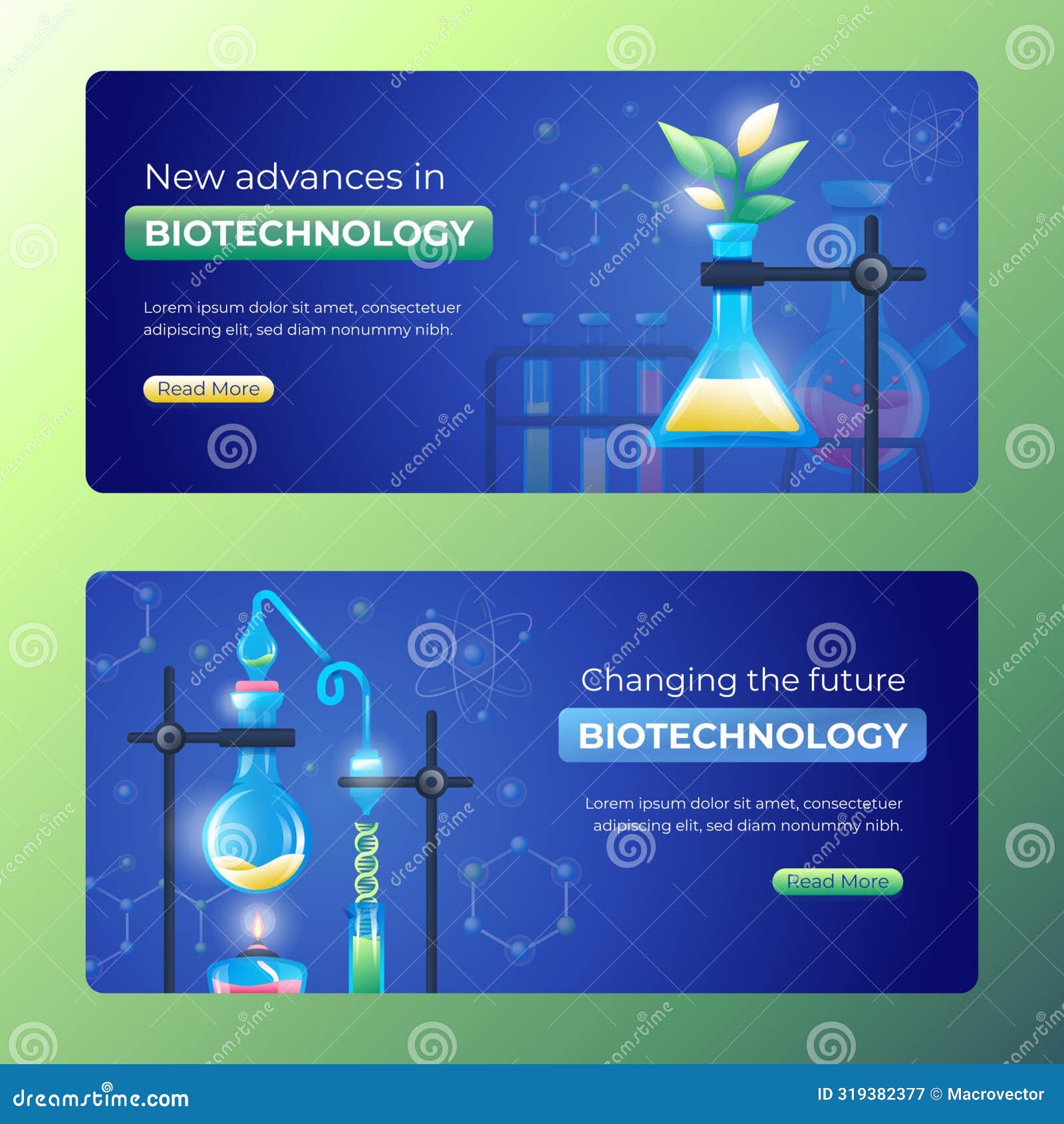 Biotechnology Banners in Gradient Style Stock Illustration ...