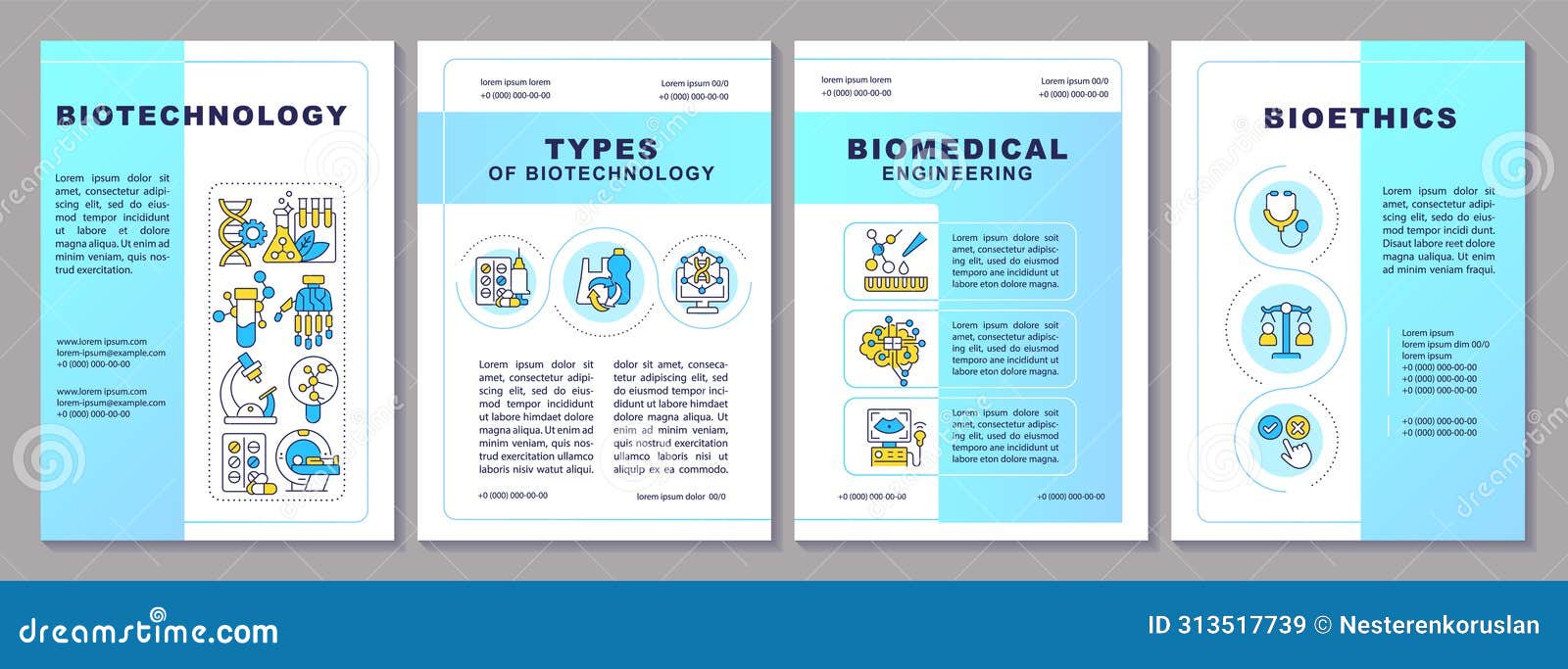 Biotechnology Blue Brochure Template Stock Vector - Illustration of booklet, brochure: 313517739