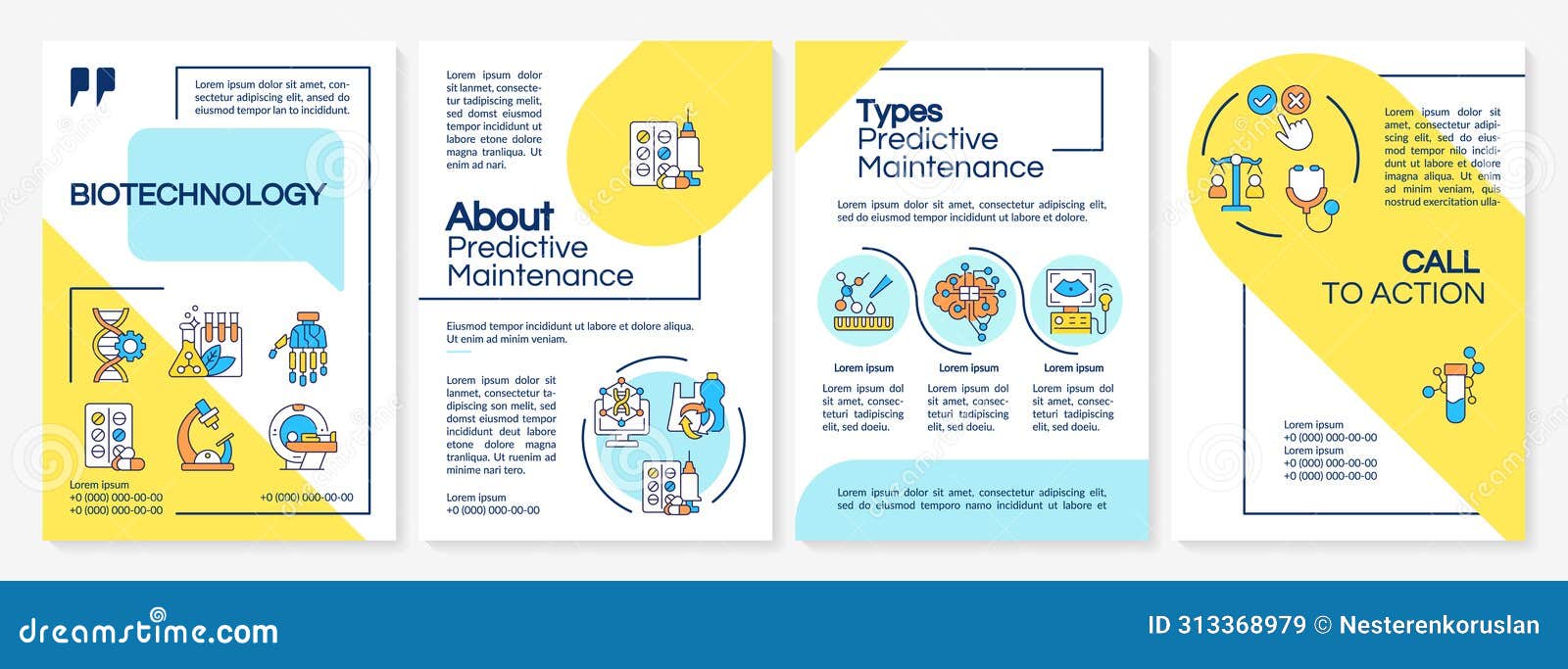 Biotechnology Blue and Yellow Brochure Template Stock Vector ...