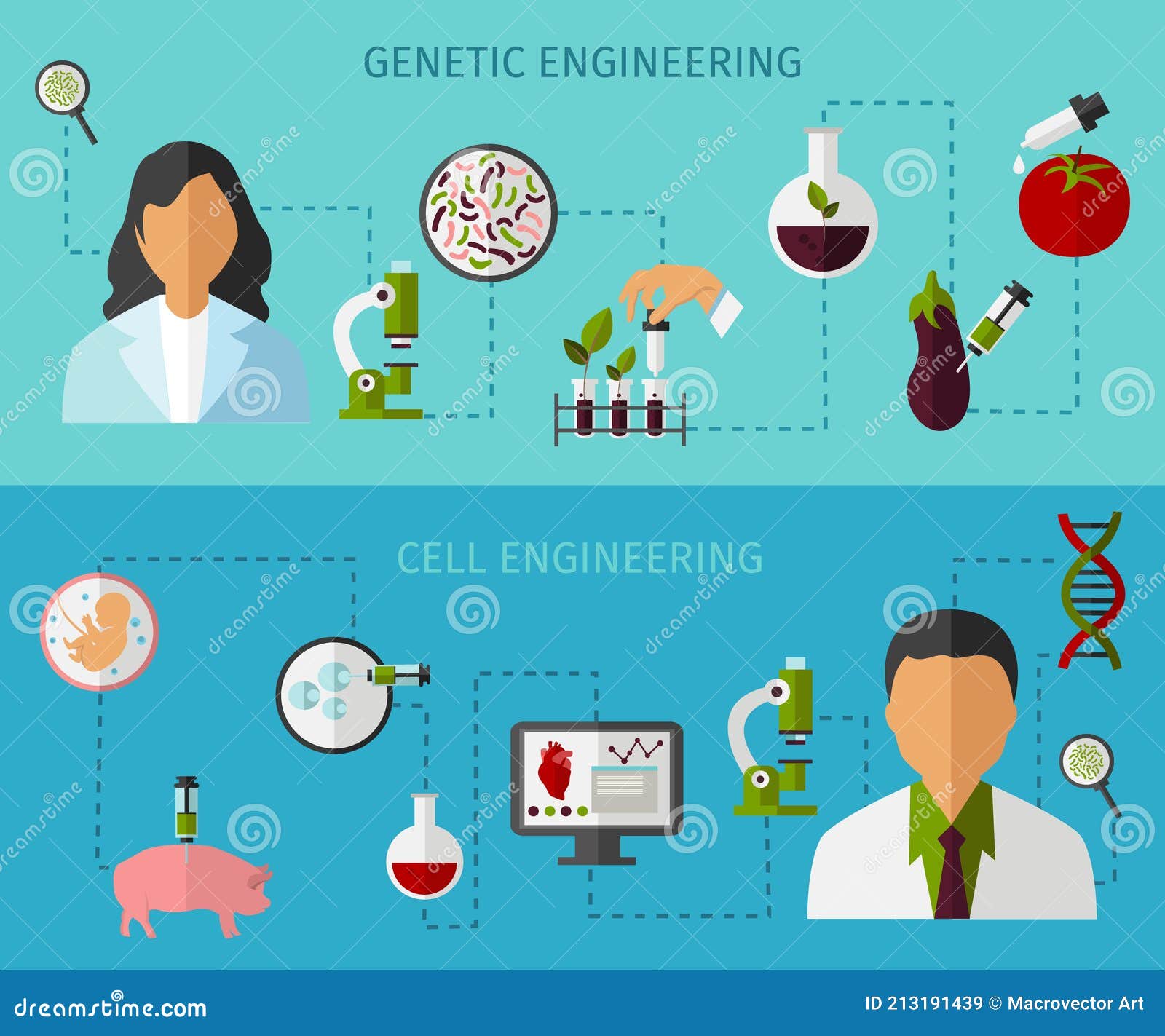 Biotechnology Colored Banners Set Stock Vector - Illustration of ...